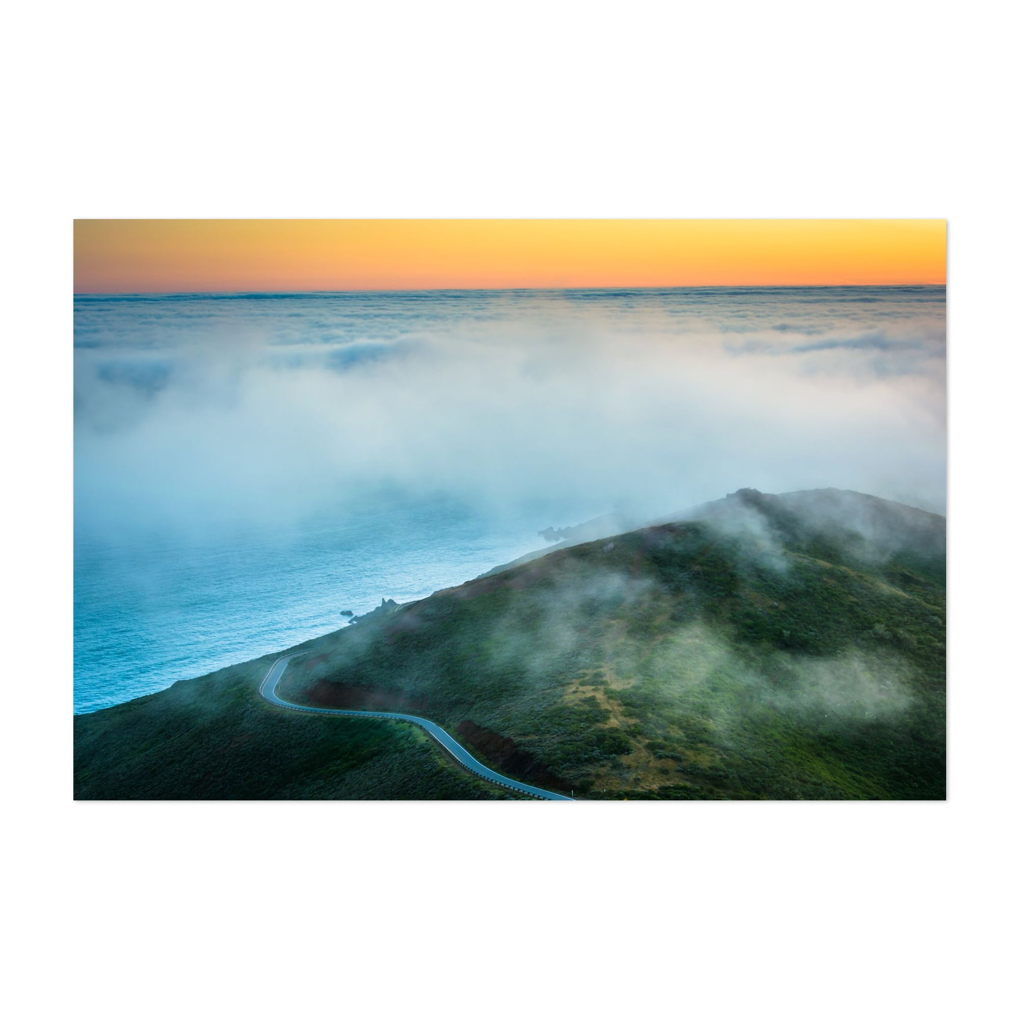 Fog over Hawk Hill - San Francisco California Photography Unframed Wall ...