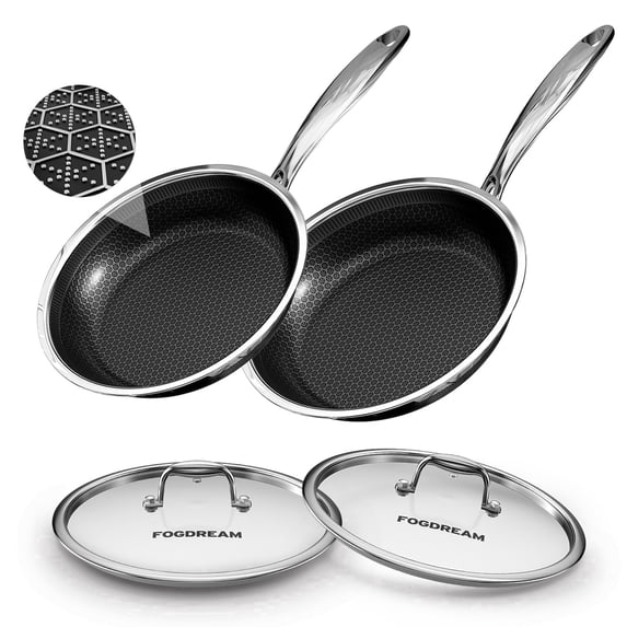 FogDream Non Stick Frying Pans Set, 10 & 11 Inch Tri-Ply Stainless ...