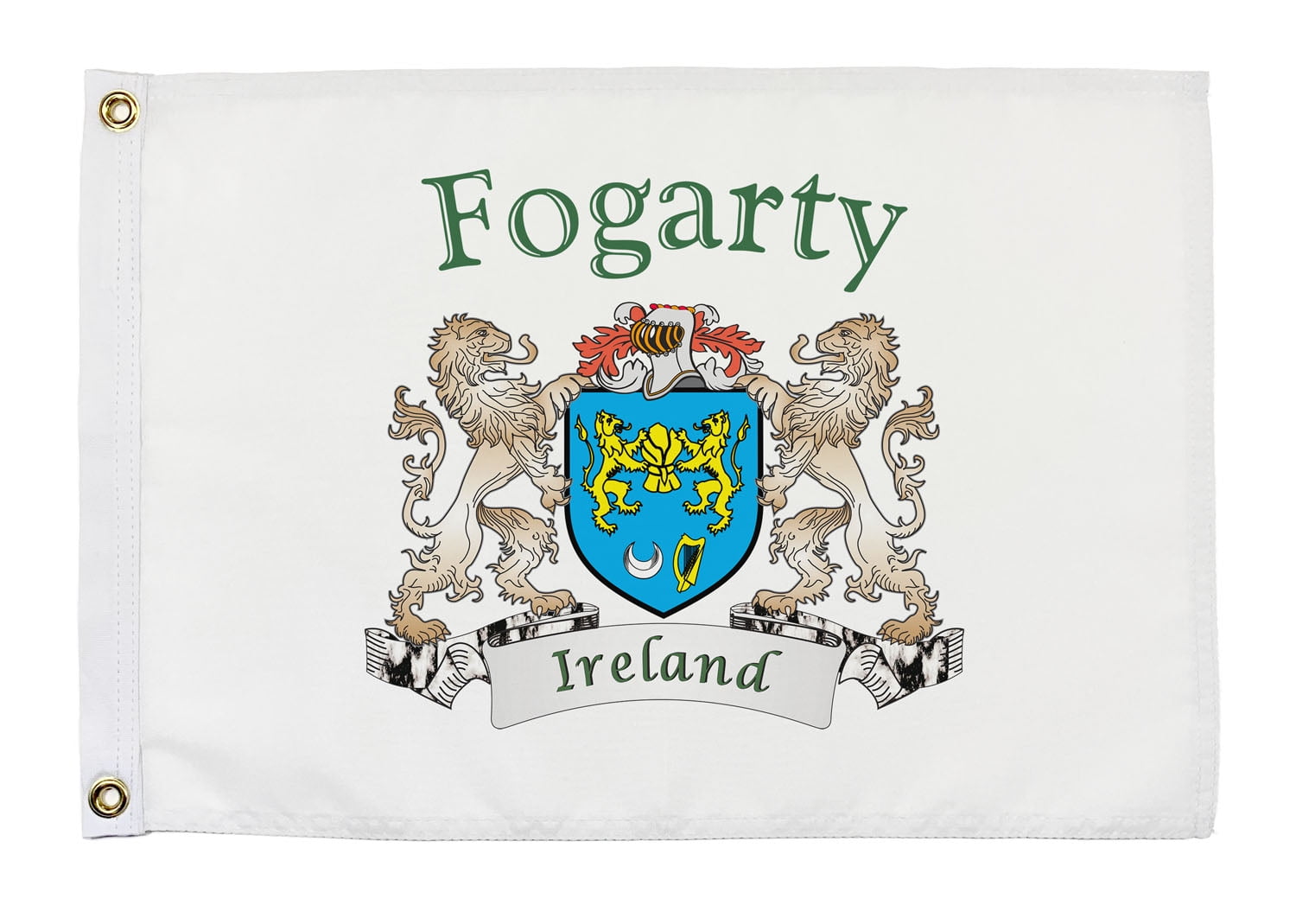 Fogarty Irish Coat of Arms Small White Flag - 16"x10.5" inches ...