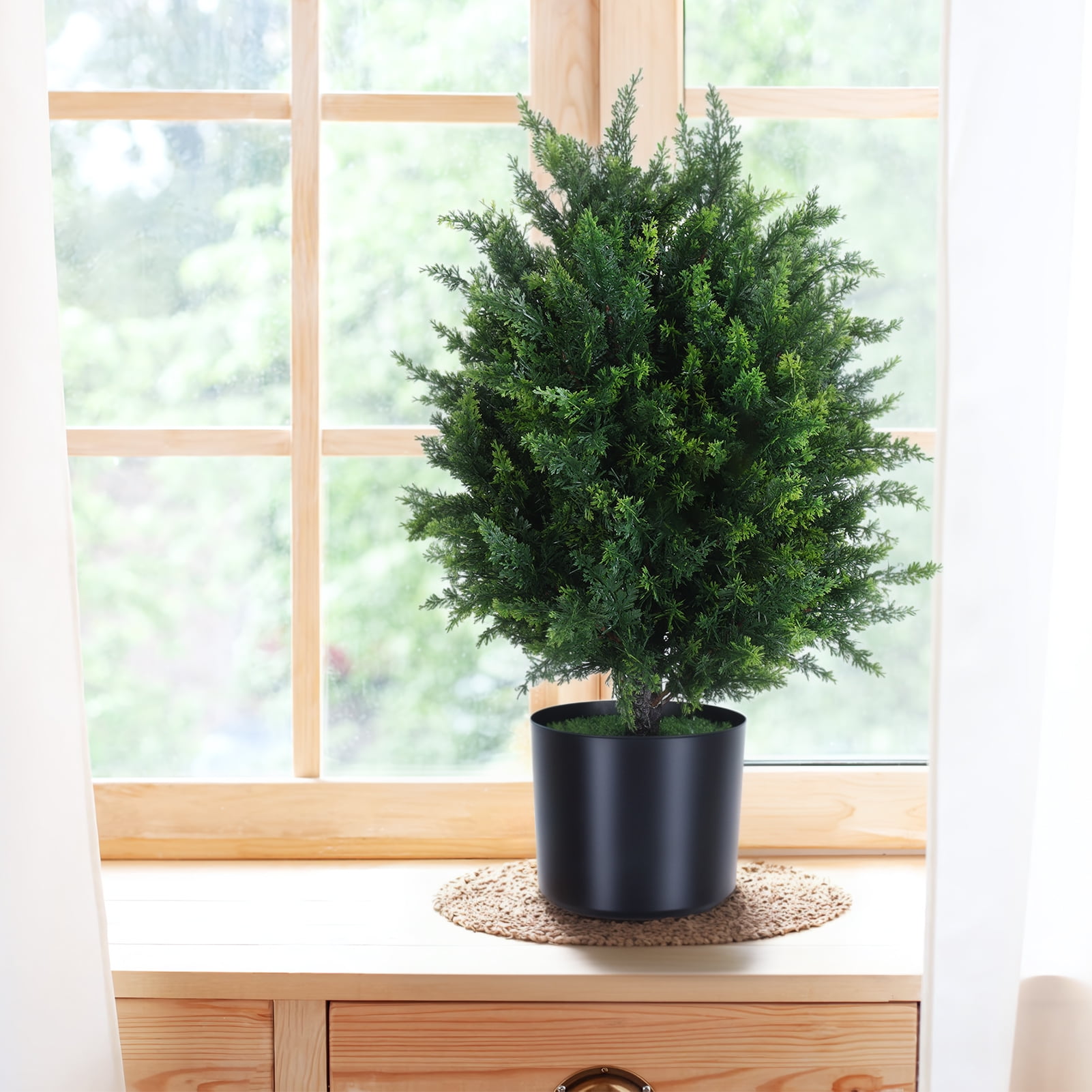 Fogcroll 2PCS Artificial Plants Outdoor Fake Shrubs Simulated Cypress ...