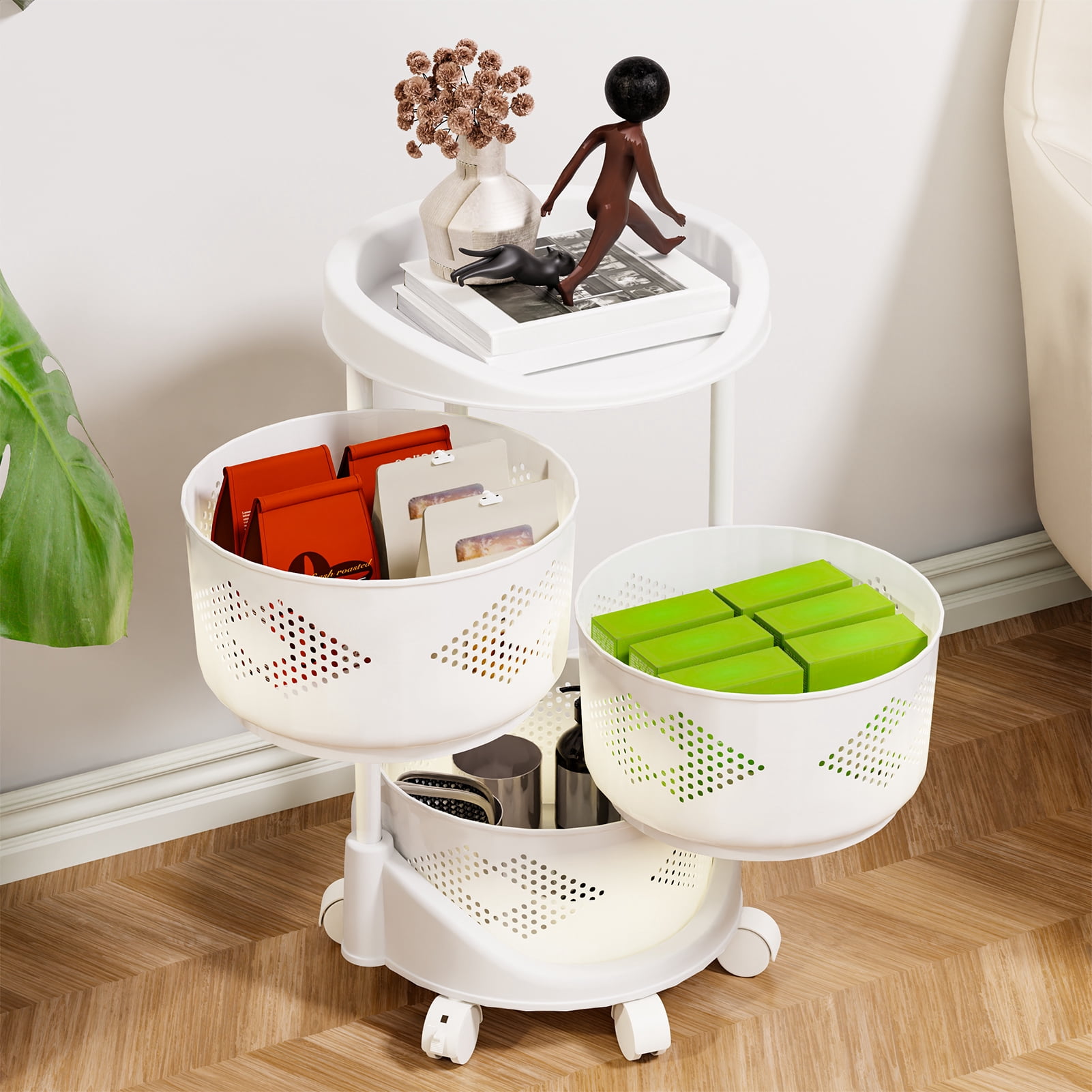 Fogcroll 3 Layer Kitchen Storage Shelves Rotating Storage Shelves Rack ...