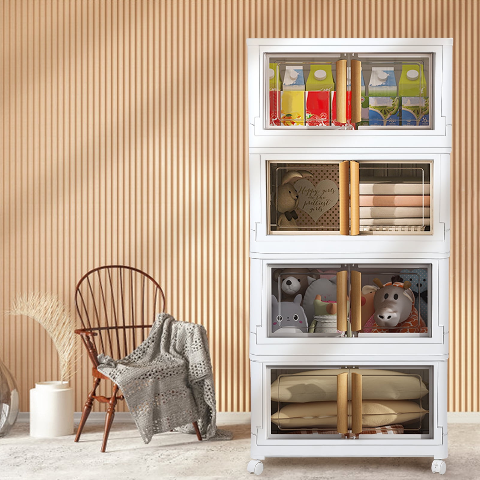 Fogcroll 4 Tier Plastic Storage Bins with Lids, Stackable Storage ...