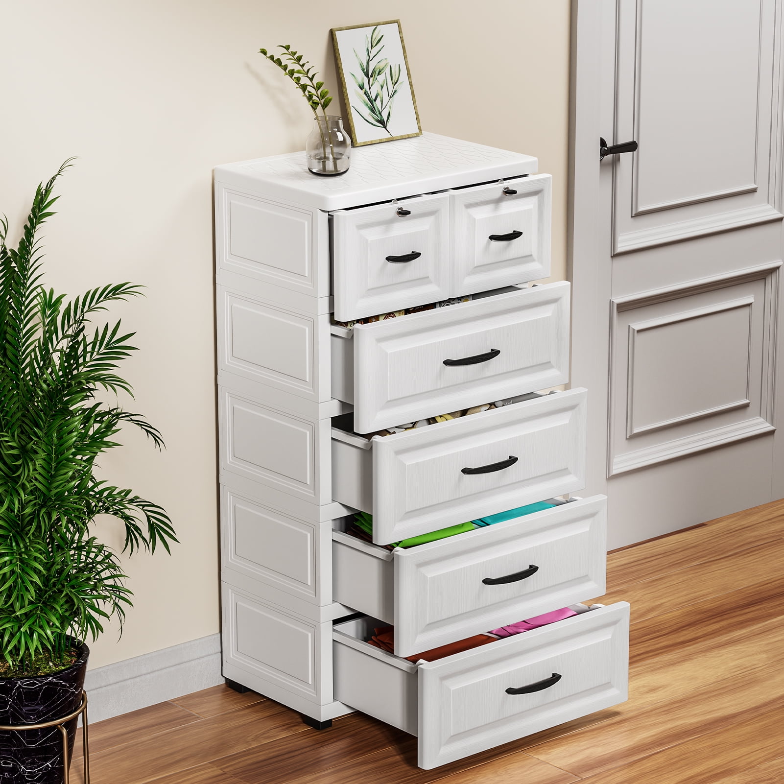 Fogcroll 5-Tiers Cube Storage Organizer Closet Organizer Plastic ...