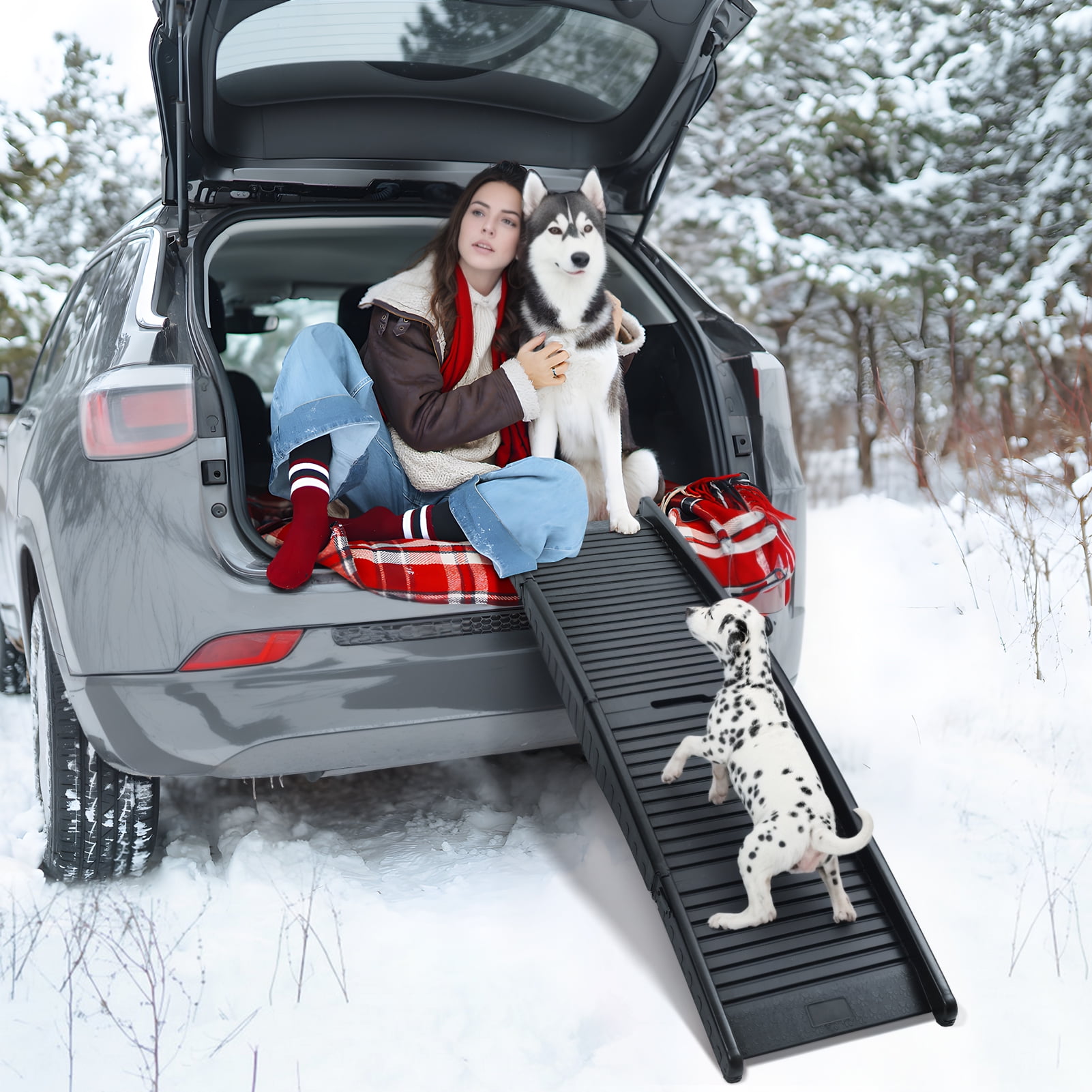 Fogcroll 61" Dog Ramp for Car 4-Fold Folding Large Dog Ladder Pet Cat ...