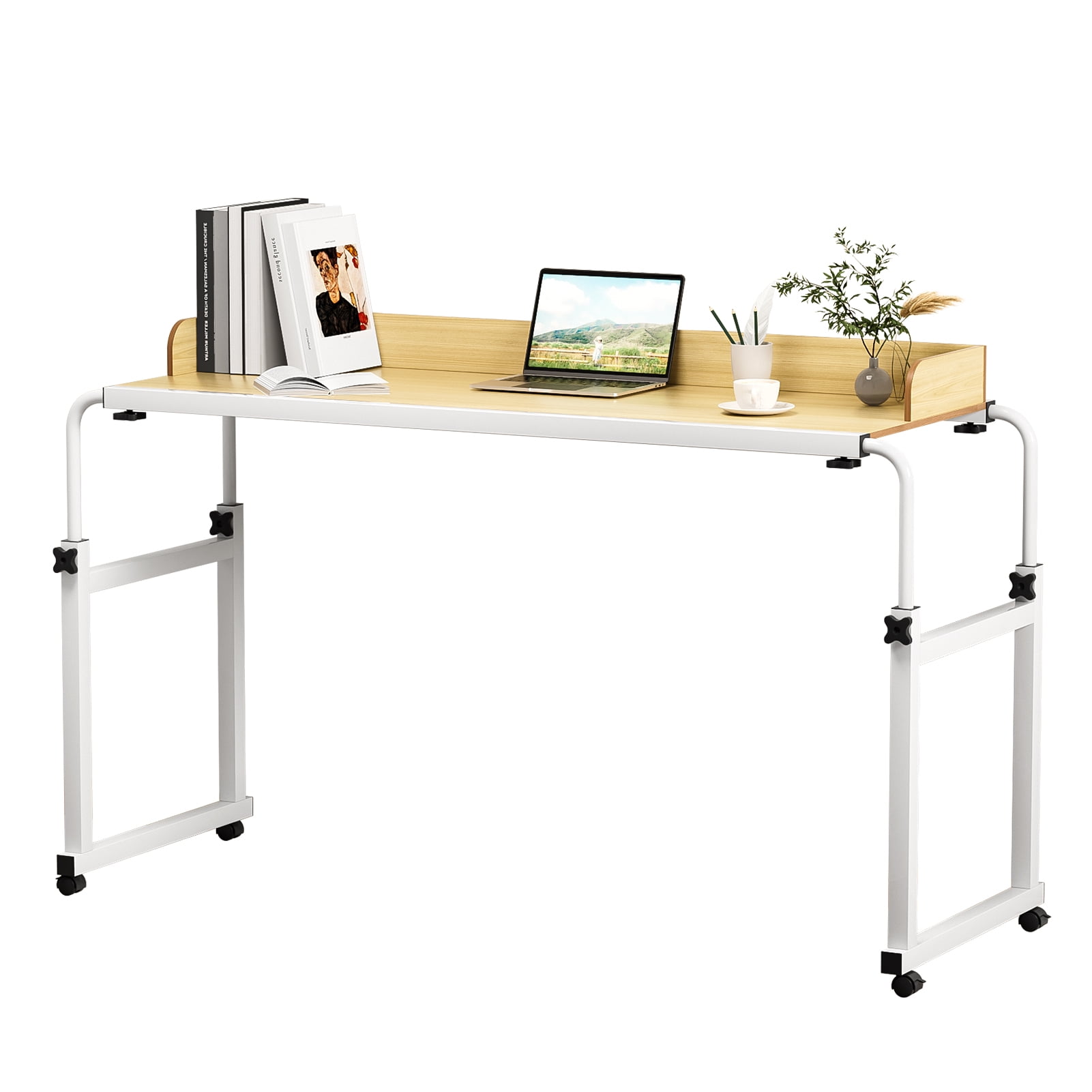 Fogcroll Adjustable Overbed Bedside Table Pneumatic Mobile Standing ...