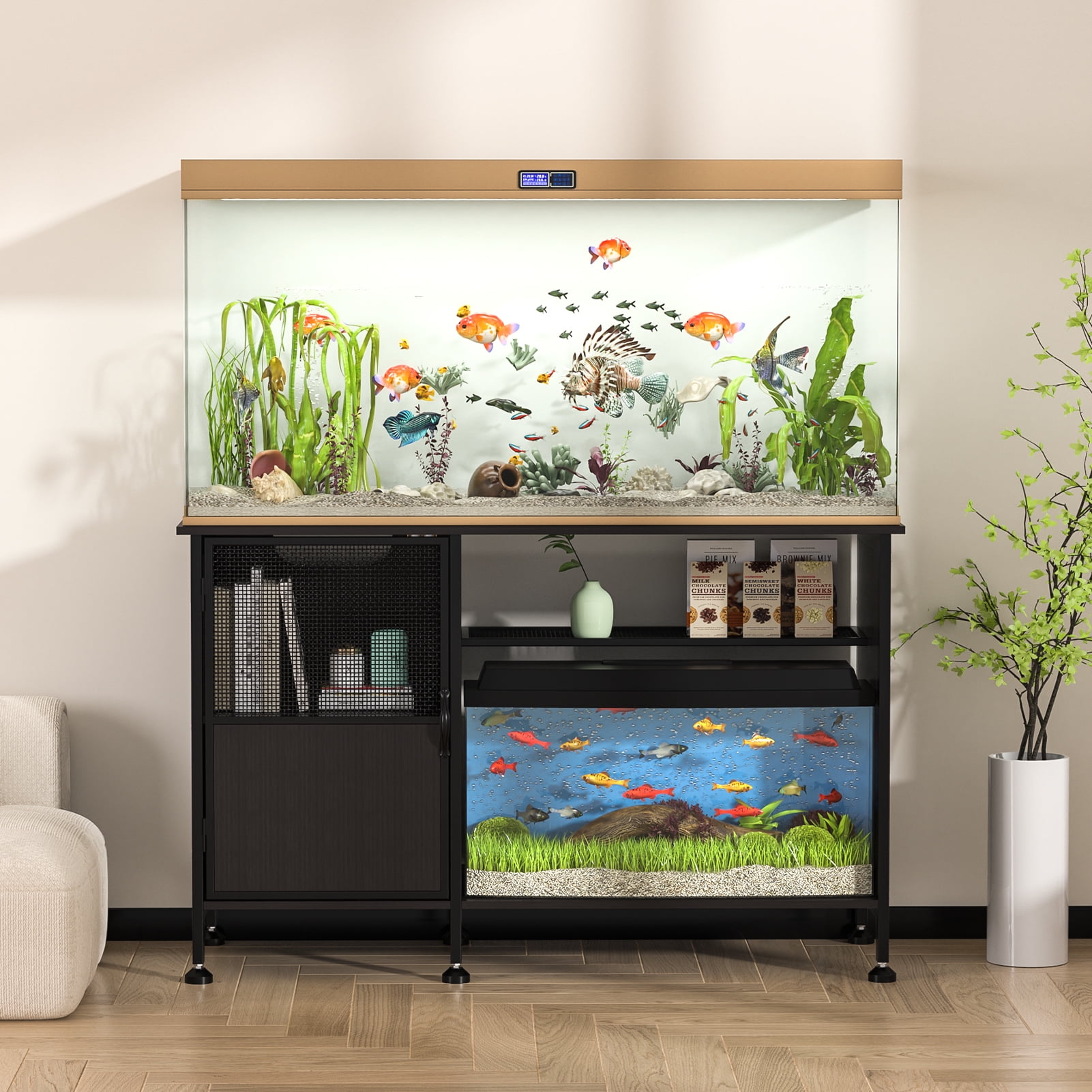 Fogcroll Aquarium Stand Metal Frame Fish Tank Stand with Cabinet ...