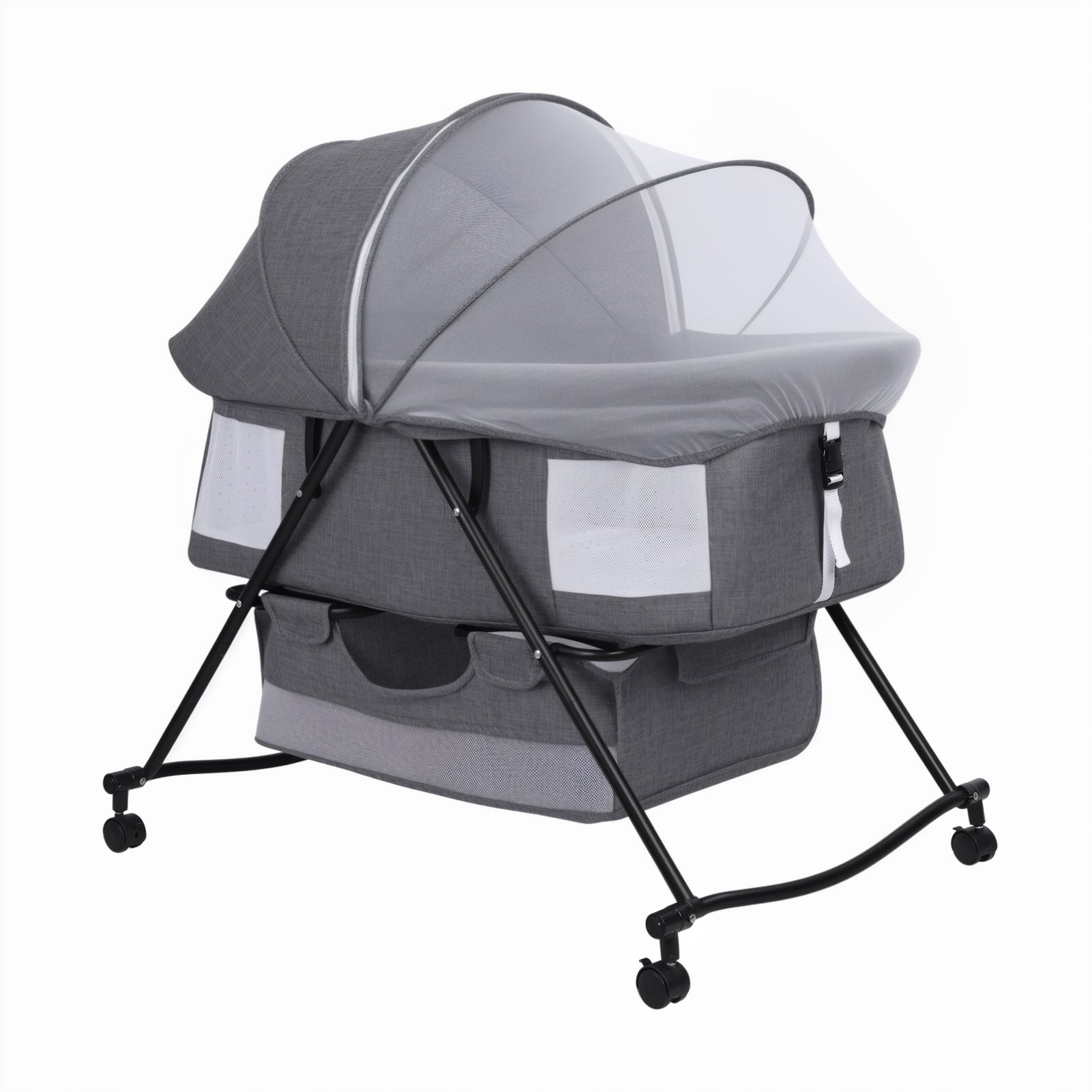 Fogcroll Baby Bedside Crib, Bassinet with 360 Degree Wheel, Portable ...