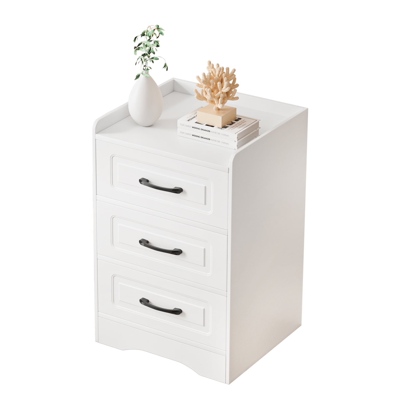 Fogcroll Bedside Table Bedroom Nightstand Small Bedside Storage Cabinet Nightstand with 3 ...