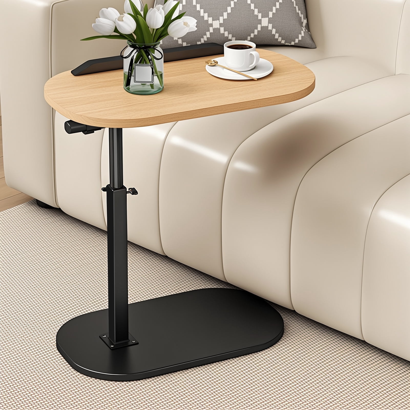 Fogcroll C Table End Table,Skinny Side Table Adjustable Height,360 ...