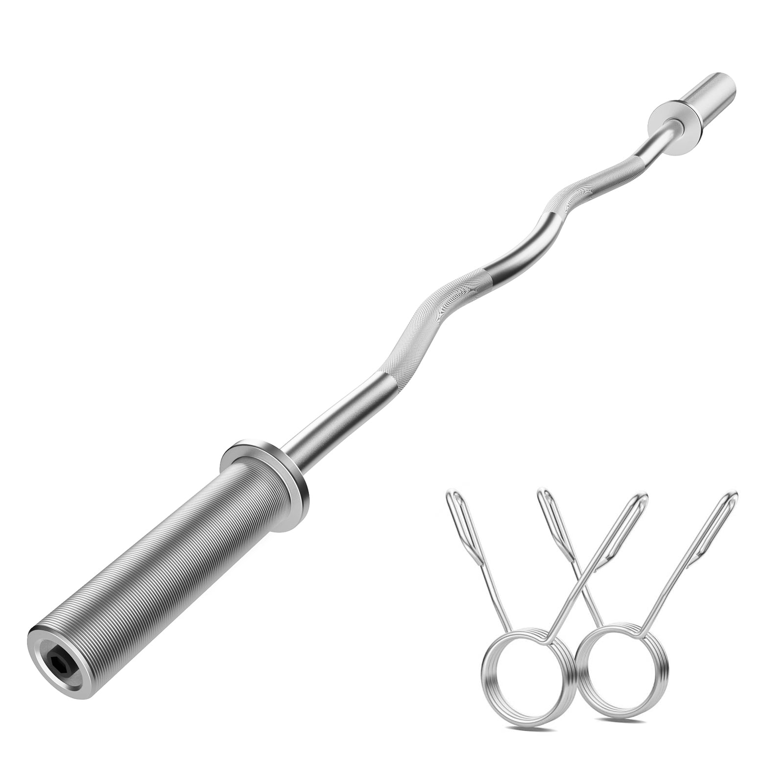 Fogcroll Carbon Steel Barbell Bar Bench Press Bar 4ft Curved Rod Weight Bar Comfortable Grip 350 Lbs Max Load Capacity for Weightlifting Powerlifting