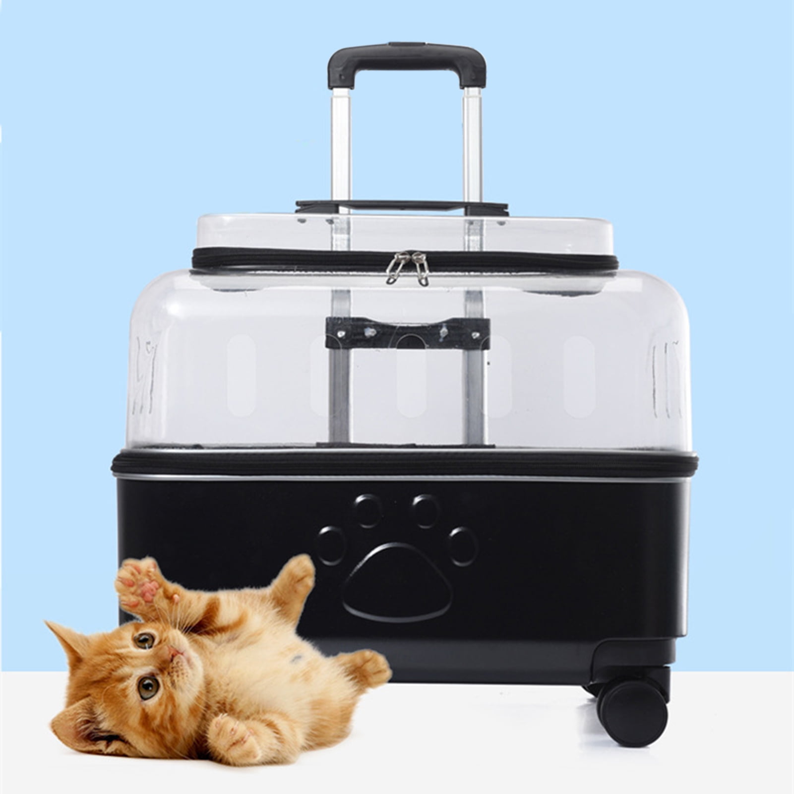 Fogcroll Cat Carrier Rolling Pet Carrier Cat Trolley Case Cat Backpack ...