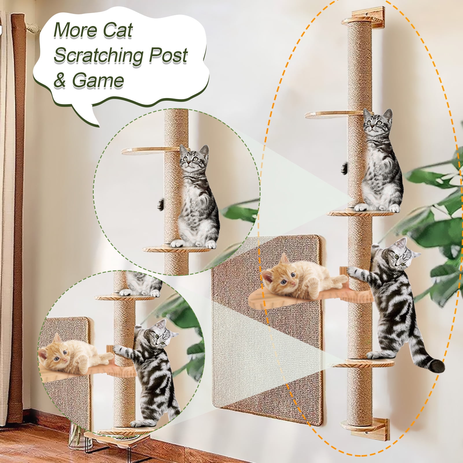 Fogcroll Cat Tree Cat Wall Furniture Wall-Mounted Cat Scratching Post ...