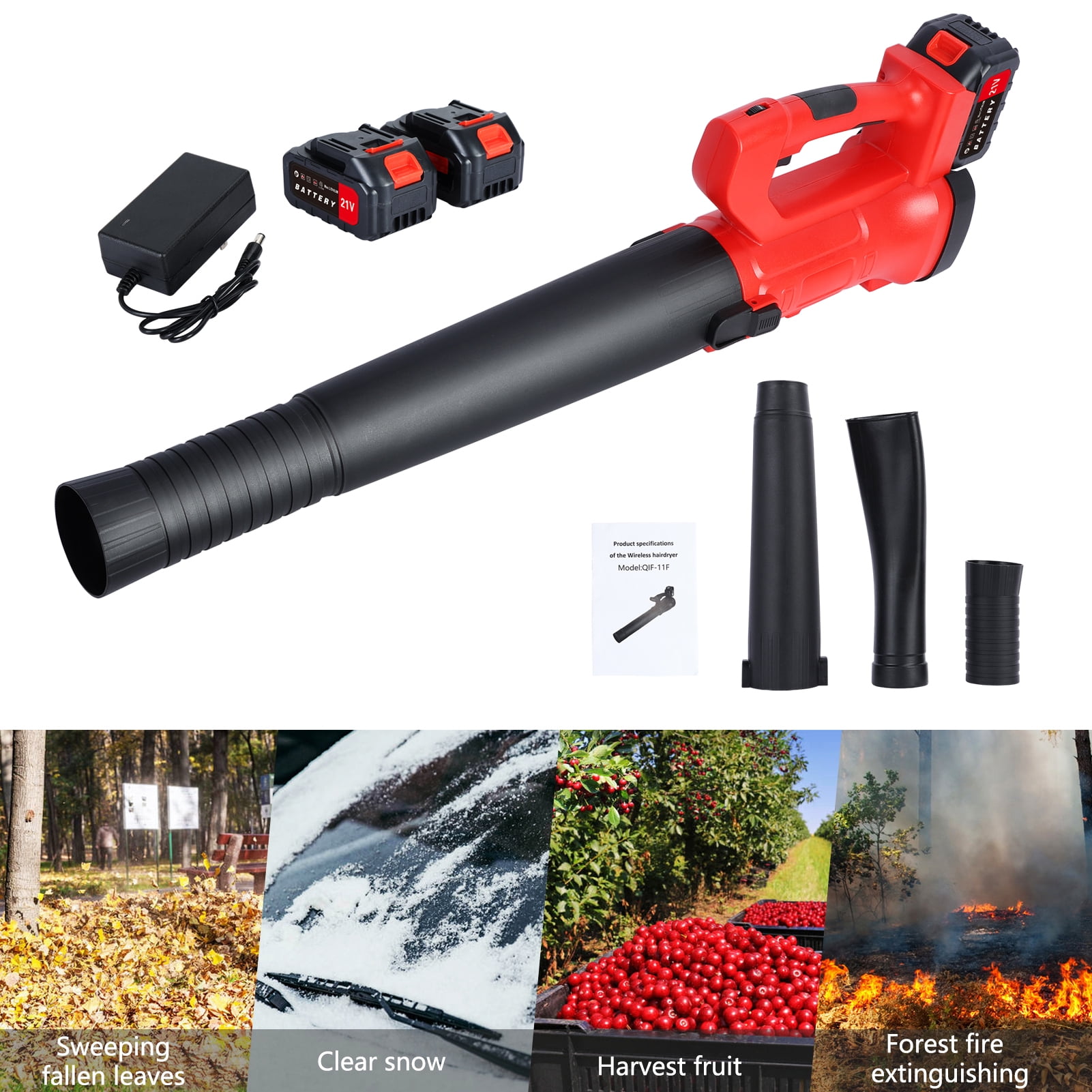 Fogcroll Cordless Leaf Blower, 2 X 21v 4.0ah Battery and Charger ...