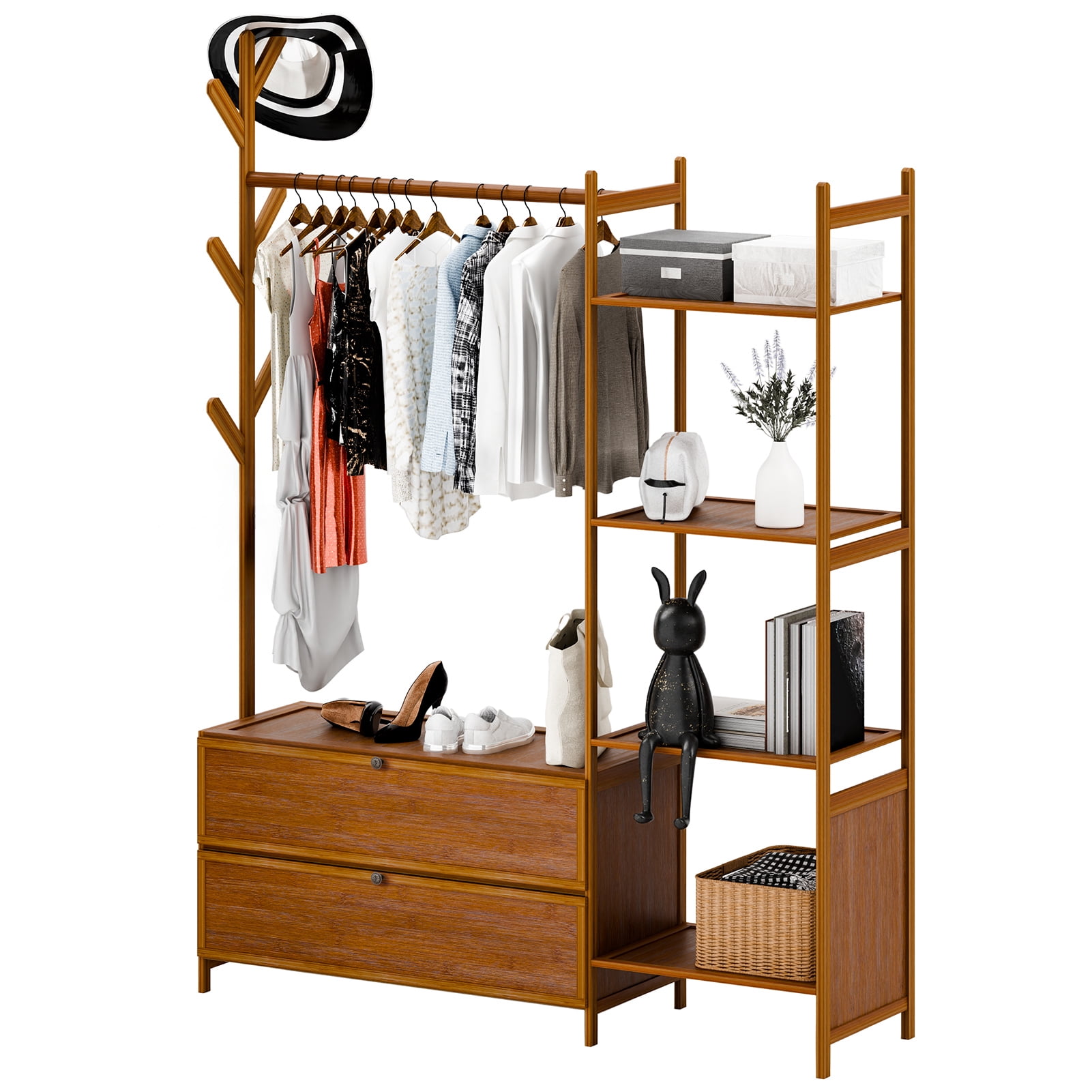 Fogcroll Entryway Coat Rack Stand Freestanding Wardrobe Closet Clothing ...