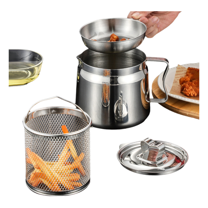 Fogcroll Fat Separator Cooking Oil Dispenser Pot Strainer Stainless ...