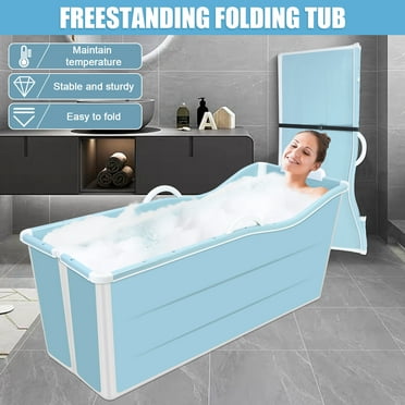 Portable Foldable Bathtub with Lid, Large Freestanding Soaking SPA Tub ...