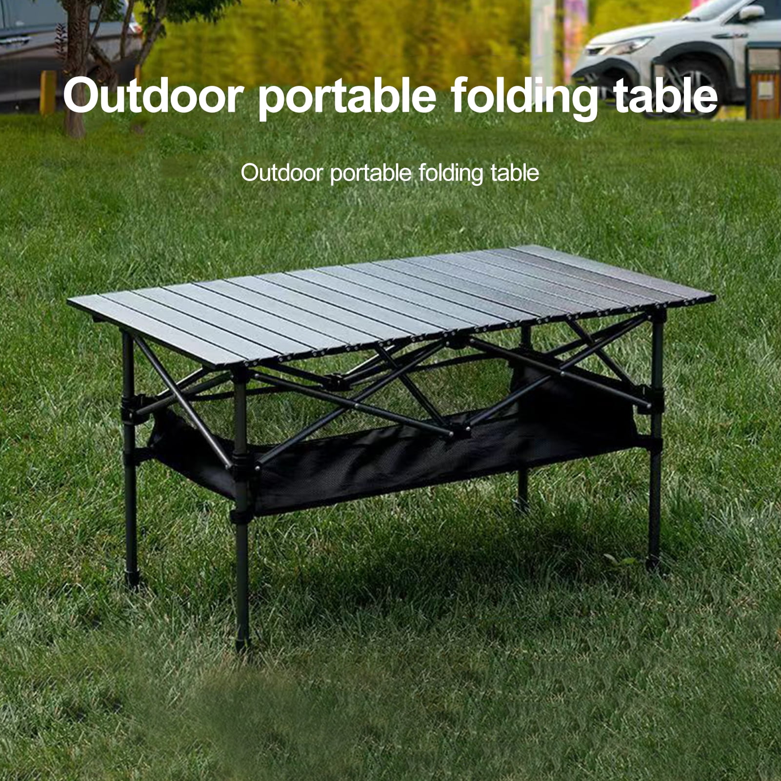 Fogcroll Folding Camping Table, Portable Carbon Steel Roll-Up Picnic ...