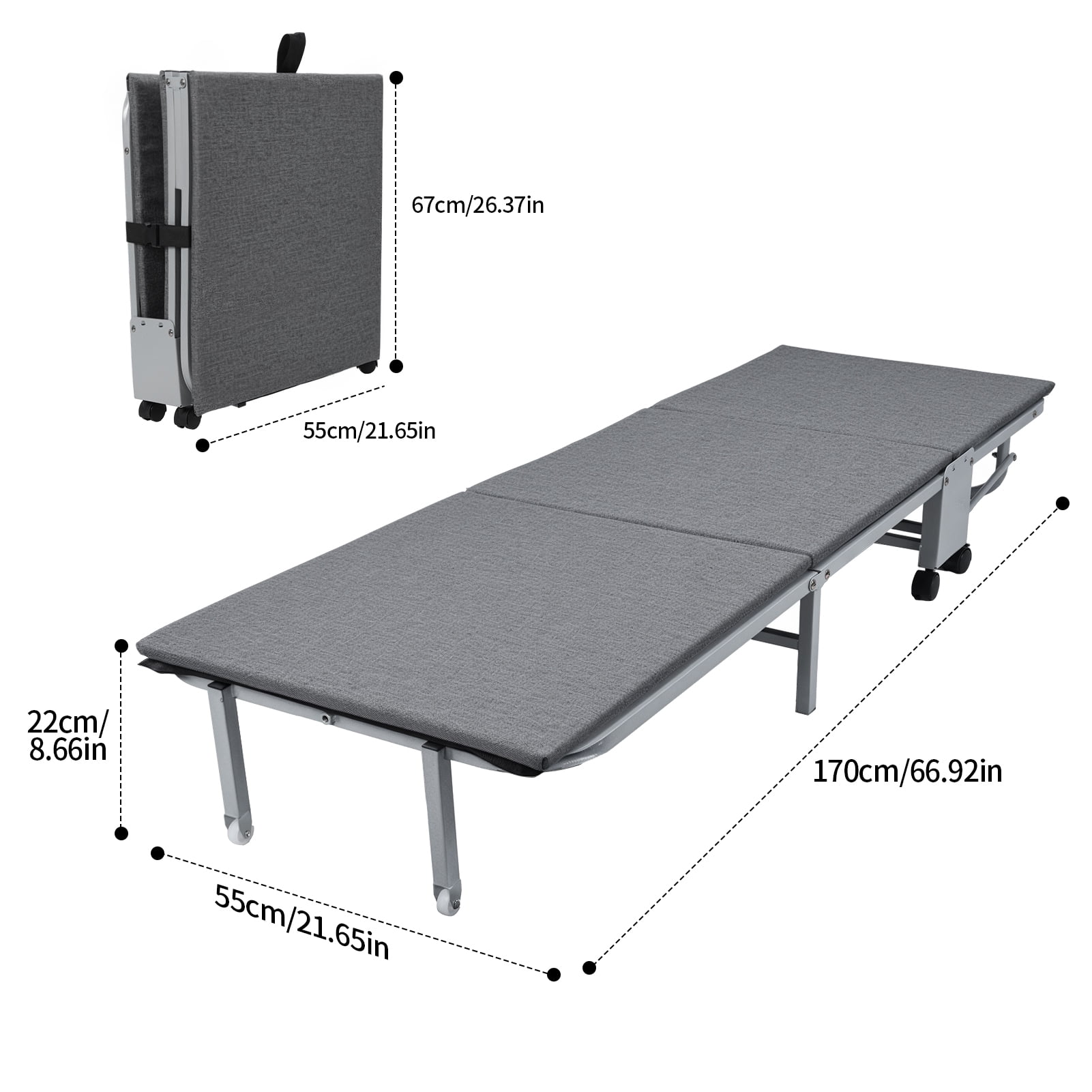 Fogcroll Glamping Cot with Sleeping Pad Foldable Bed Portable Bed, 3 ...