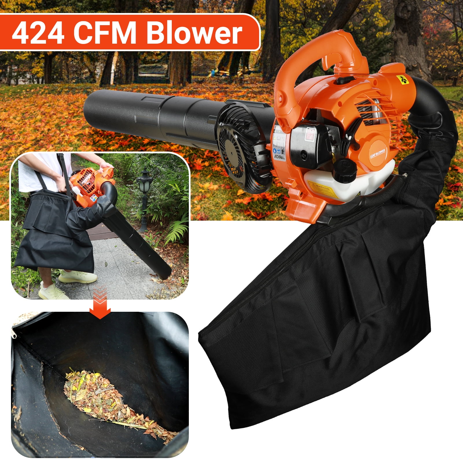 Fogcroll Handheld Gas Blower Cordless Leaf Blower, 2-Stroke Gas Powered ...