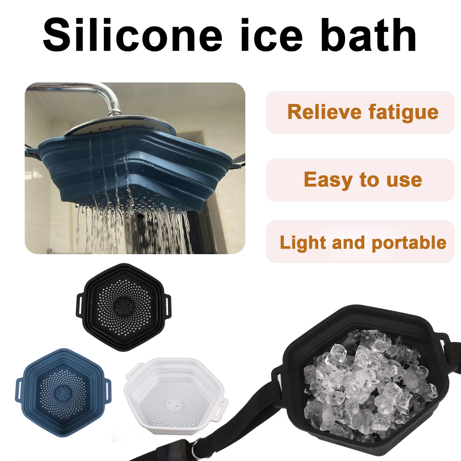 Fogcroll Ice Bath Barrel Silicone Ice Bath Tub Bucket with Handle ...