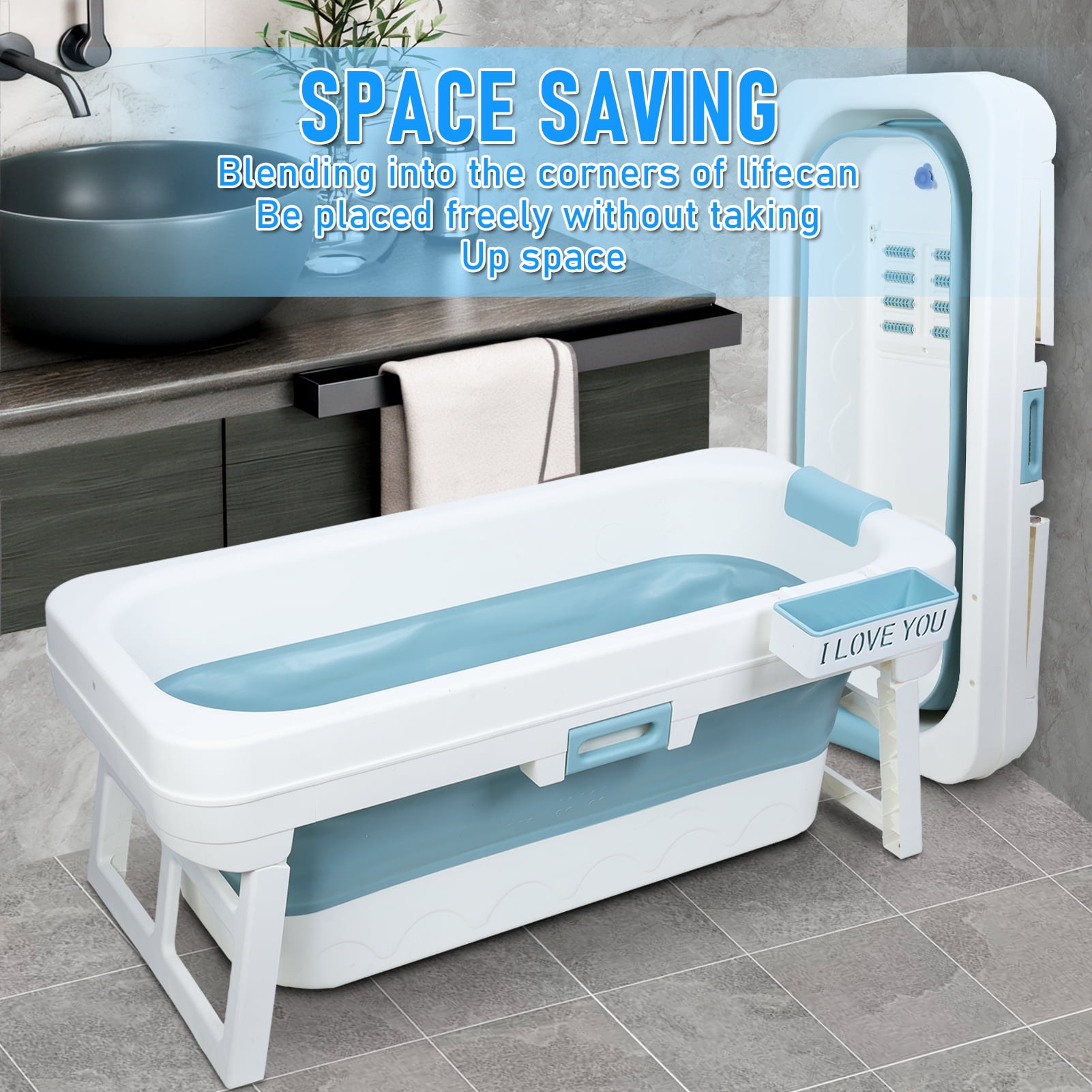 Fogcroll Ice Bath Tub Portable Bathtub, 51“ Foldable Bathtub, Therapy ...