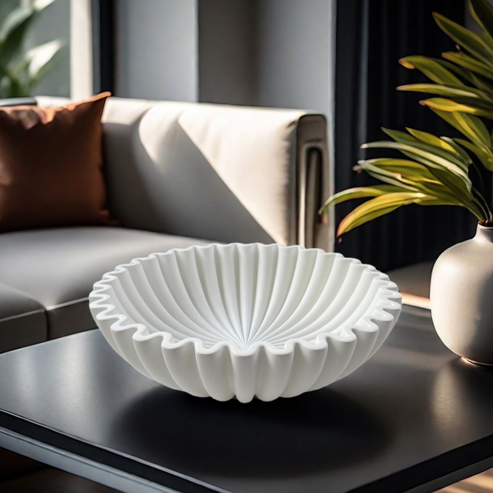 Fogcroll Large Decorative Bowl Decorative Bowls Concrete Ruffle Bowl ...