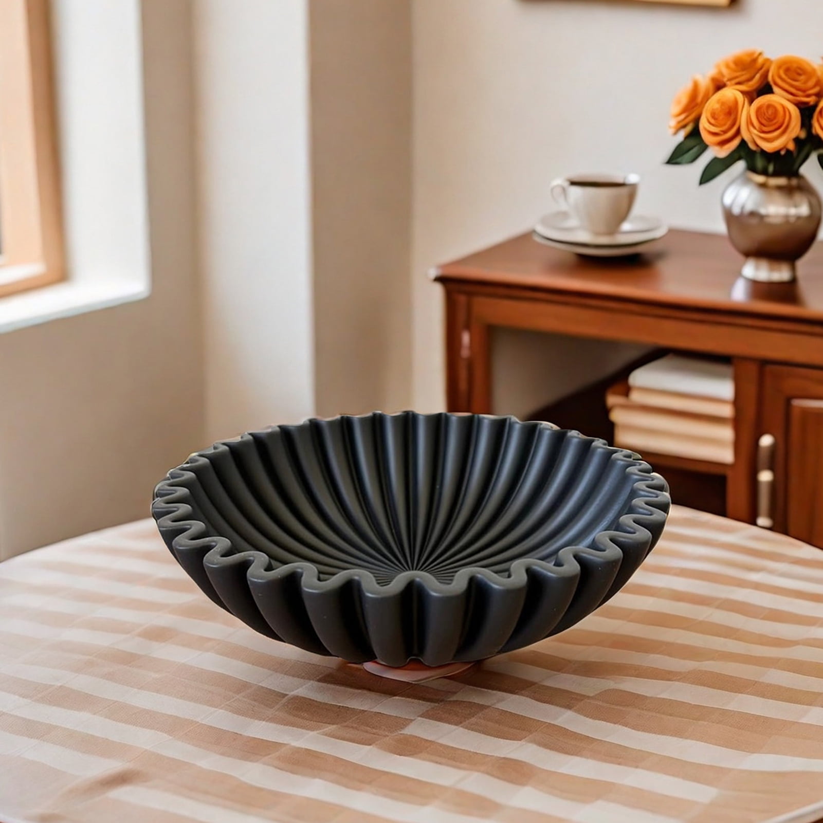 Fogcroll Large Decorative Bowl Decorative Bowls Concrete Ruffle Bowl ...