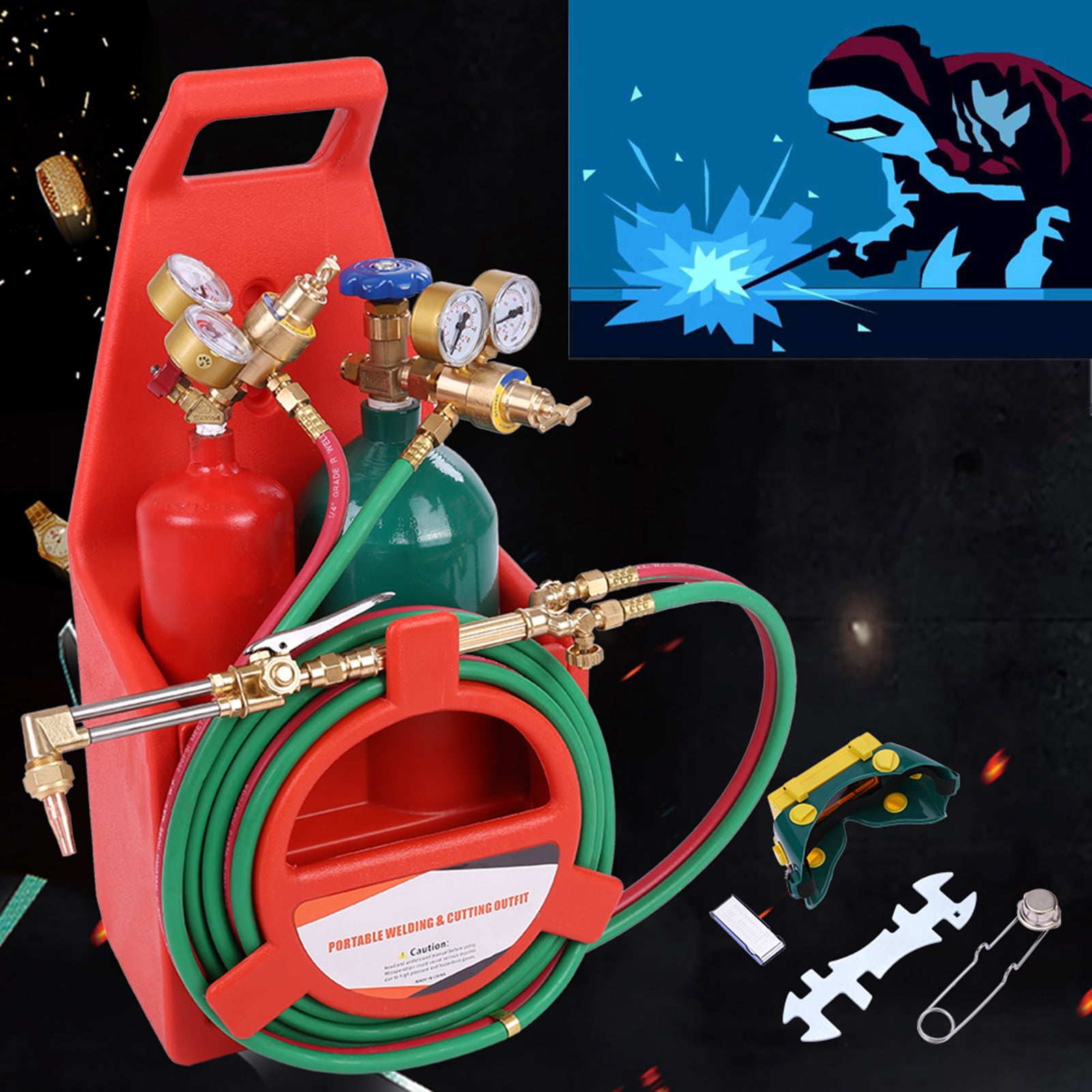 Fogcroll Oxygen Acetylene Torch Kit Oxy Acetylene Torch Kit Oxygen Acetylene Welding Cutting Torch Kit Portable Oxyacetylene Brazing Soldering Torch Kit with Oxygen and Acetylene Tanks Tote Walmart ...
