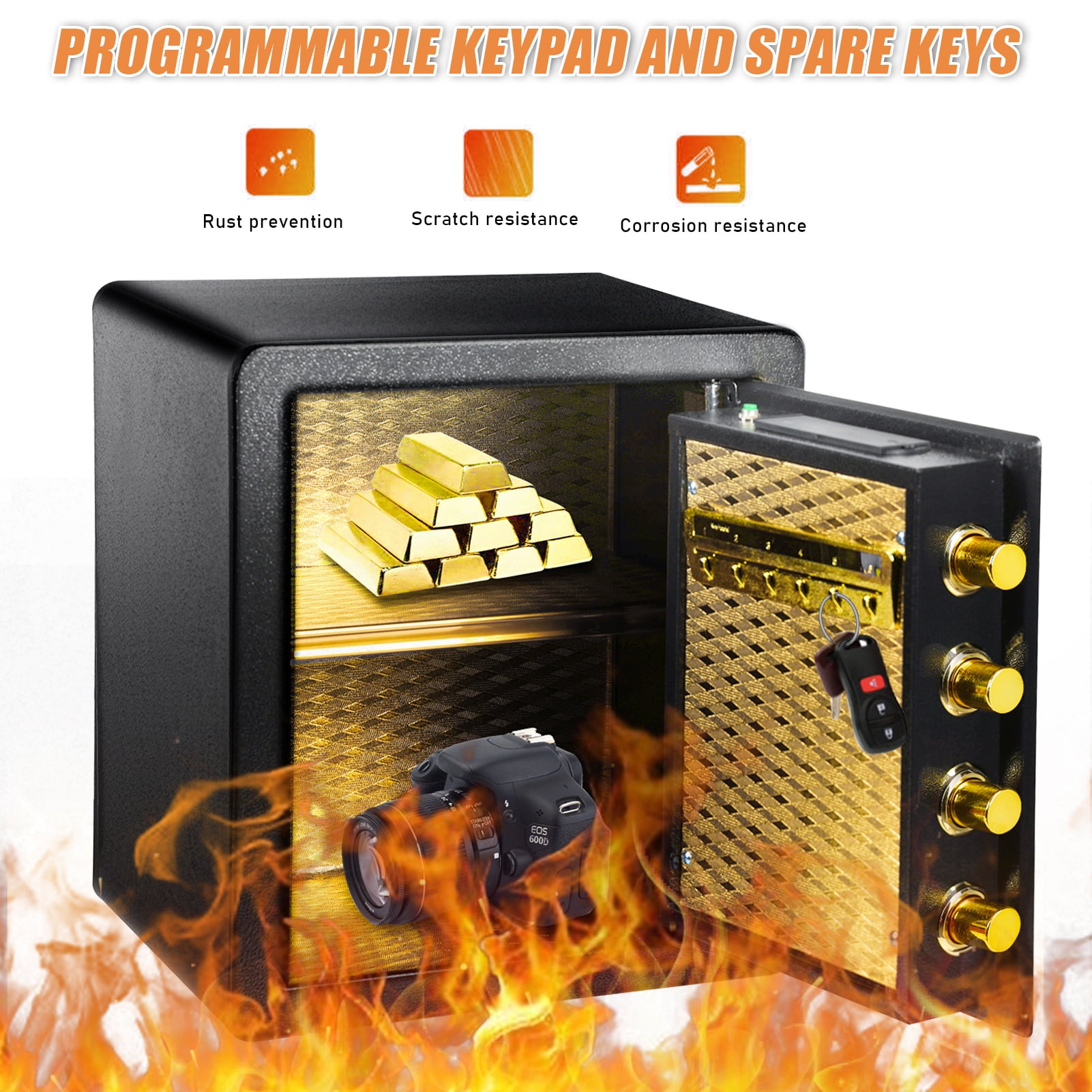 Fogcroll Safe Box Fire Proof Safe for Home Documents with Fireproof ...