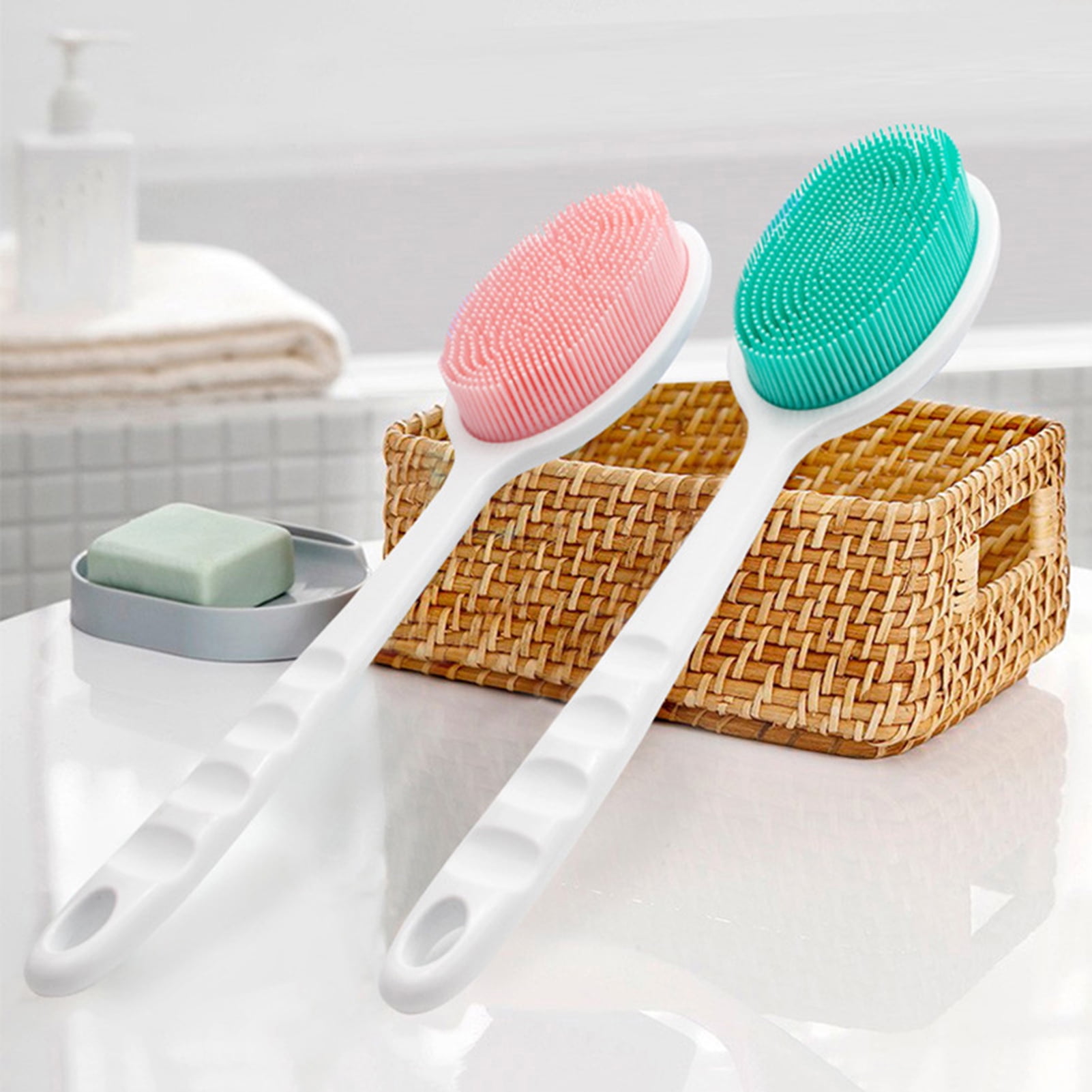 Fogcroll Shower Brush Bath Brush Loofah Brush,Silicone Body Scrubber ...