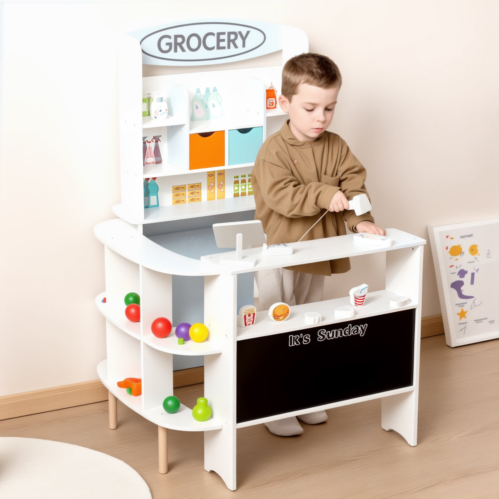 Fogcroll Toddler Grocery Store Playset Pretend Play Grocery Store Toy ...