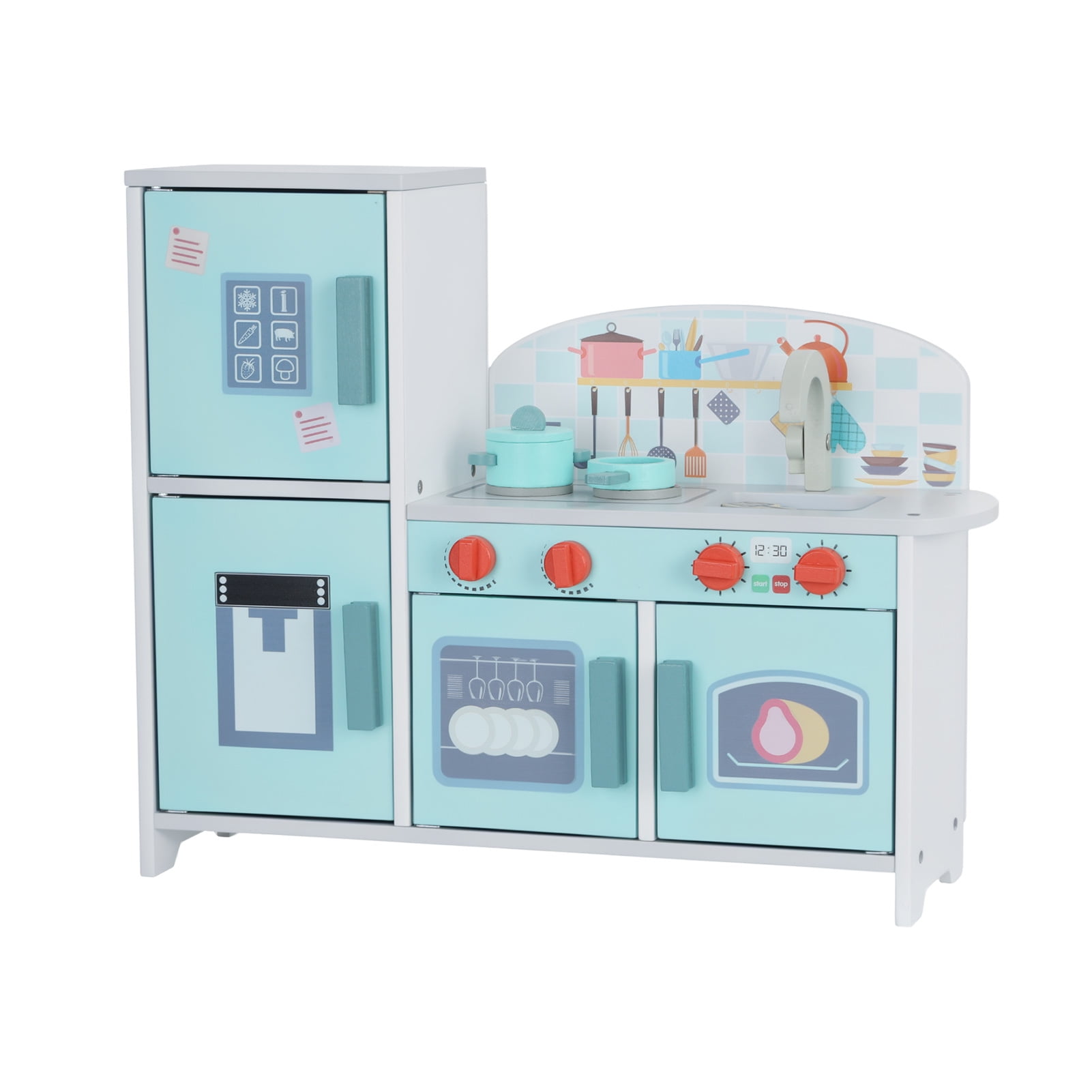 Fogcroll Wooden Kitchen Play Set for Kids Toddlers Pretend Play Kitchen ...