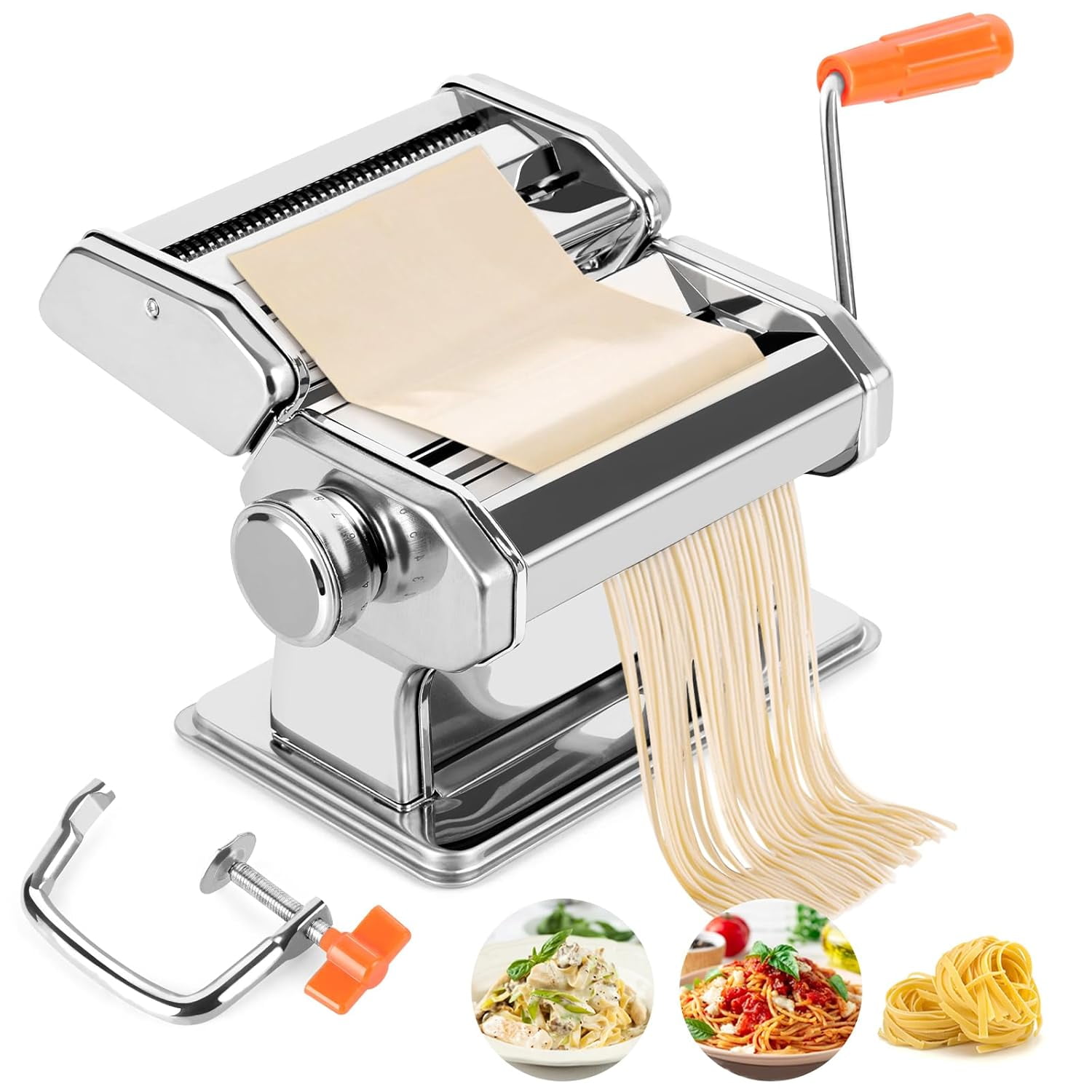 Fogein Pasta Machine9 Adjustable Thickness Settings Pasta Maker 150 Roller Noodles Makerwith ...