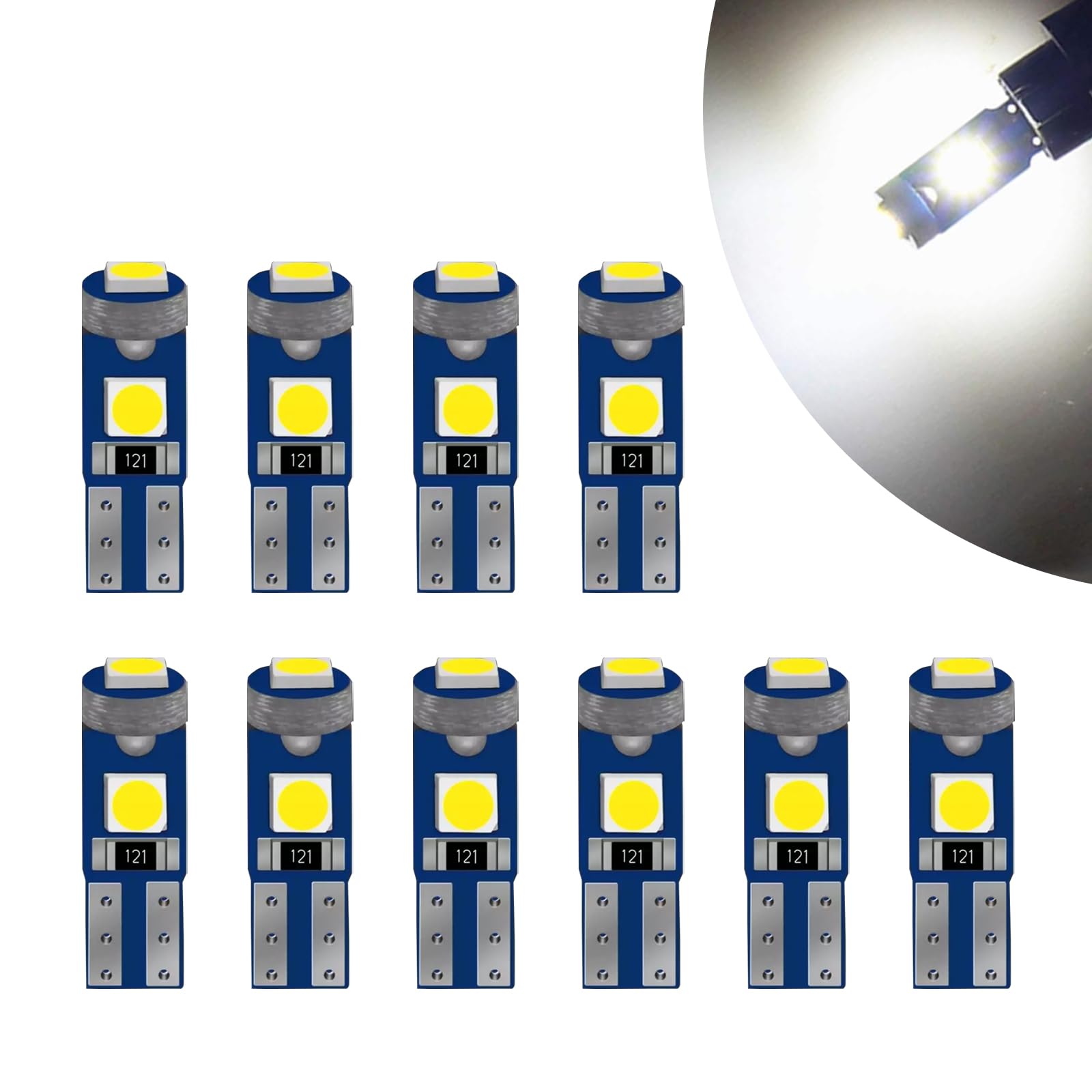 Fogfar 10 PCS T5 OIF8 Car Instrument Light, 3030 3SMD DC 12V High Brightness LED Indicator Light ...