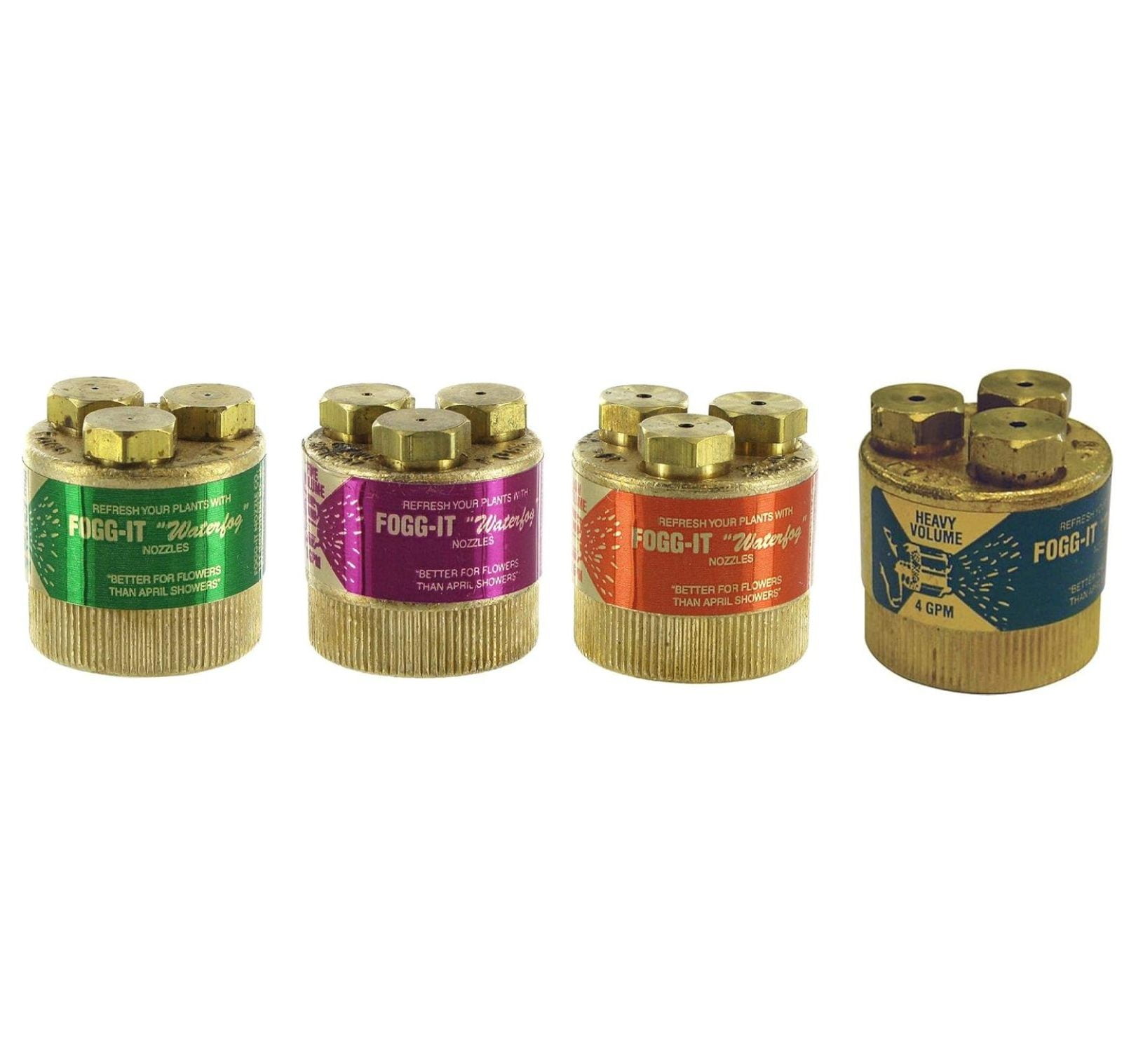 Fogg It Misting Nozzle - Variety 4 Pack - 1/2 GPM, 1 GPM, 2 GPM, & 4 ...