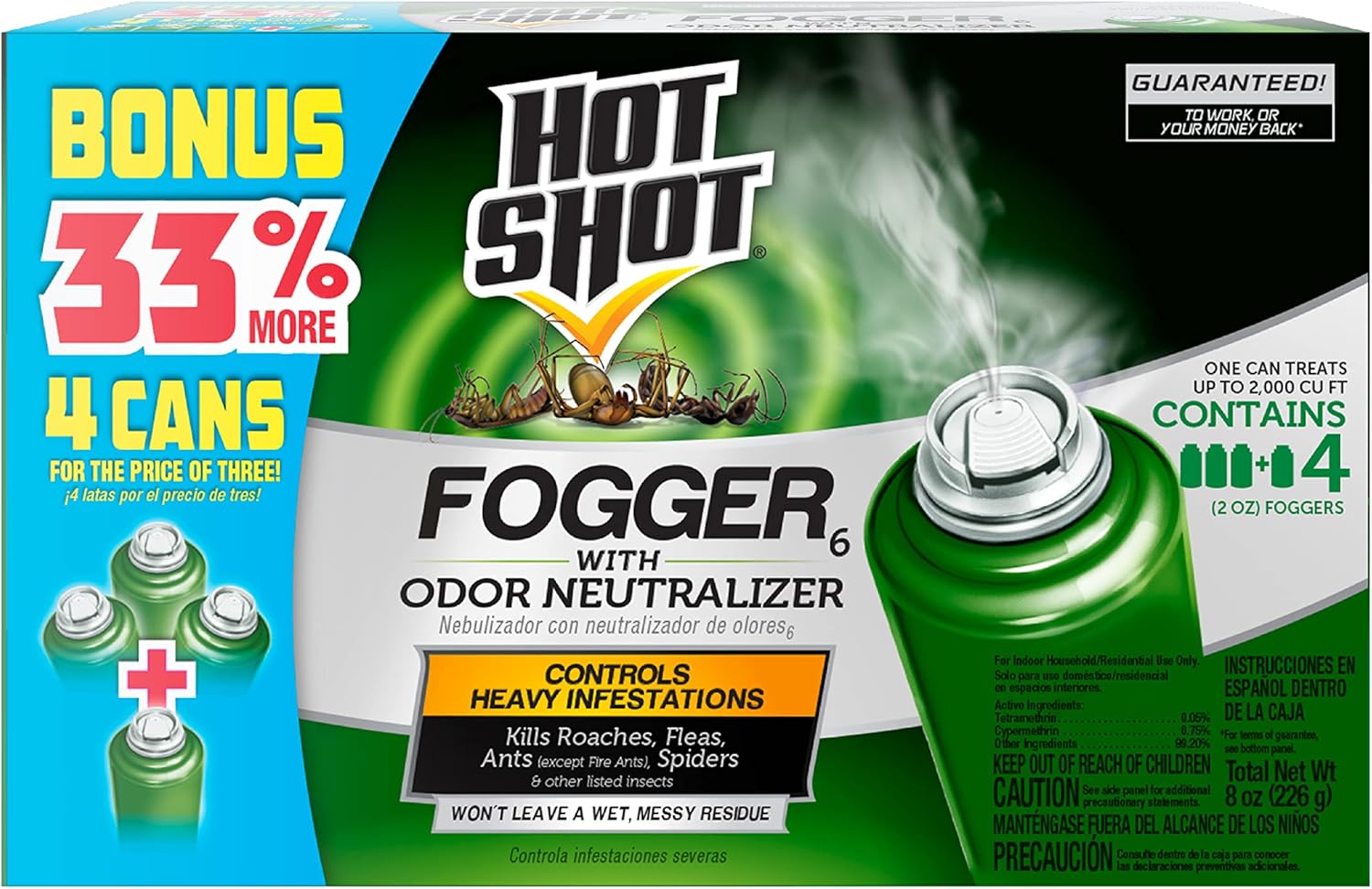 Fogger With Odor Neutralizer, Kills Roaches, Ants, Spiders & Fleas ...