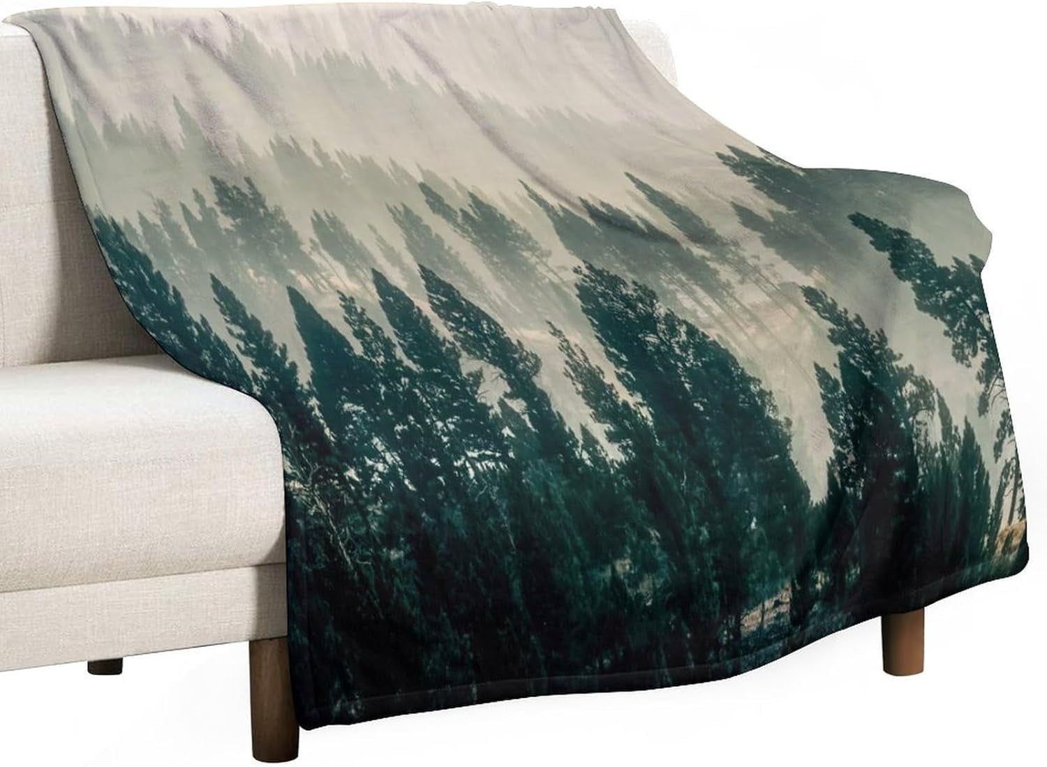 Foggy Forest Flannel Blankets, Misty Green Forest Natural Landscape ...