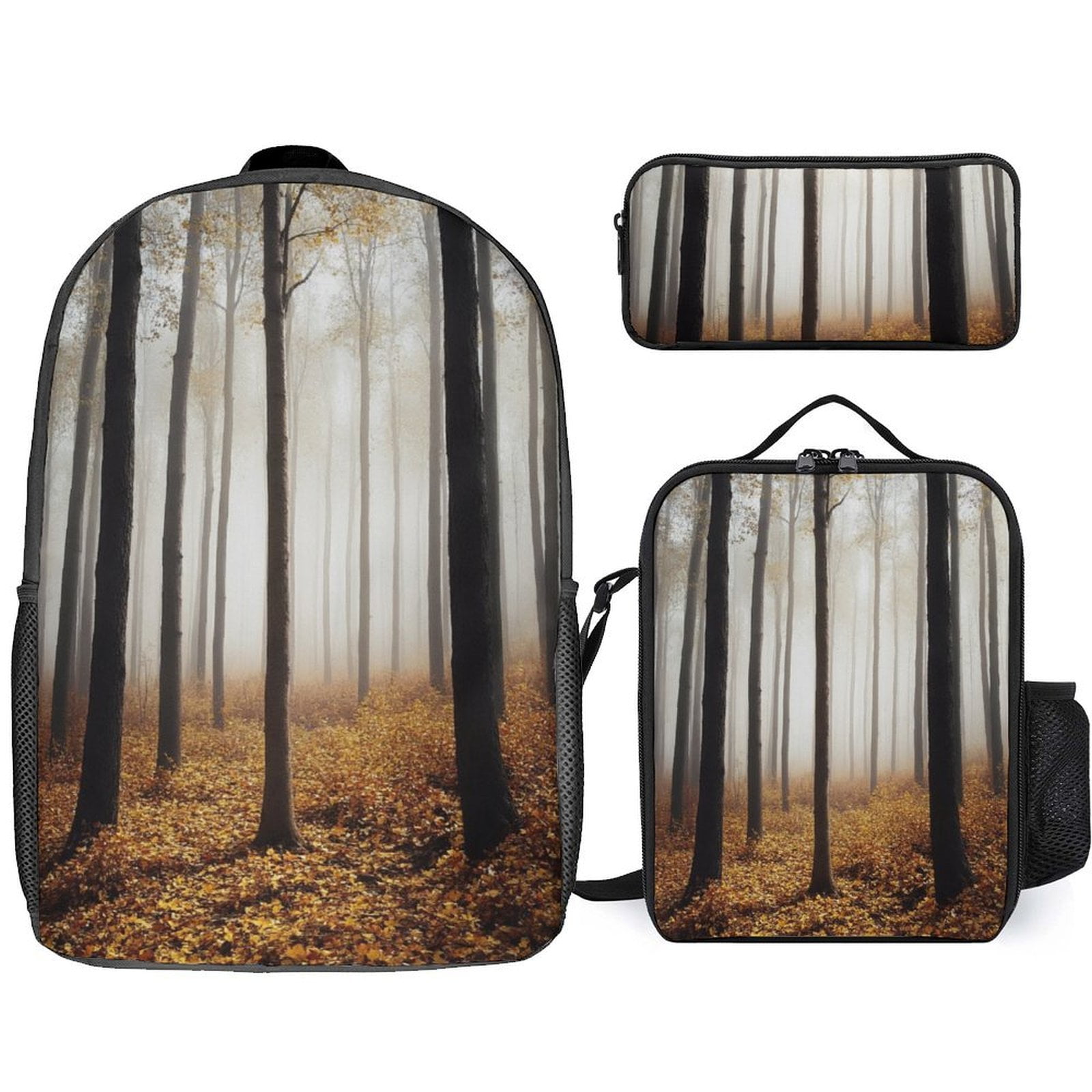 Foggy Forest Glow 3D Printed 3pcs/Set Bags Laptop Daypack Backpack Lunch bag Pencil Case ...
