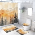 Foggy Forest Shower Curtain Set Autumn Misty Mountain Pine Tree Nature ...