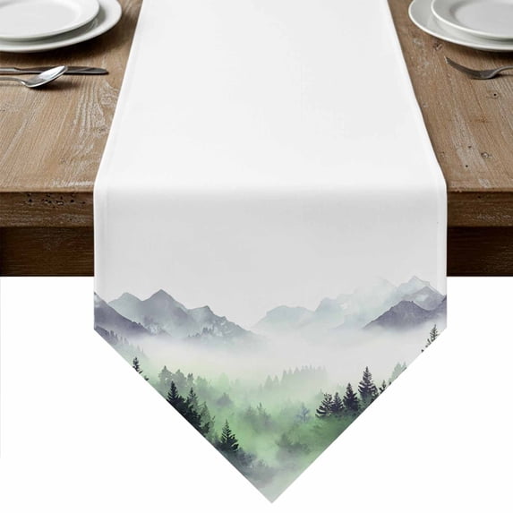 Foggy Forest Table Runner Linen Burlap Table Runner 36 Inches Small ...