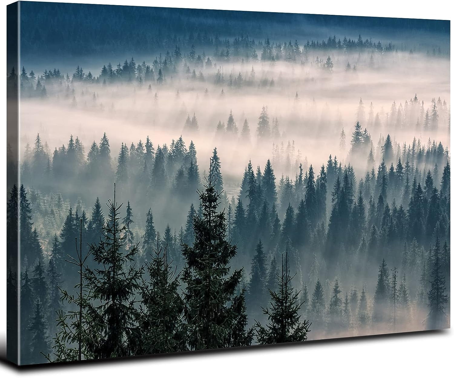 Foggy Forest Wall Art Green Nature Wall Decor for Living Room 12x16, Misty Mountain Landscape ...