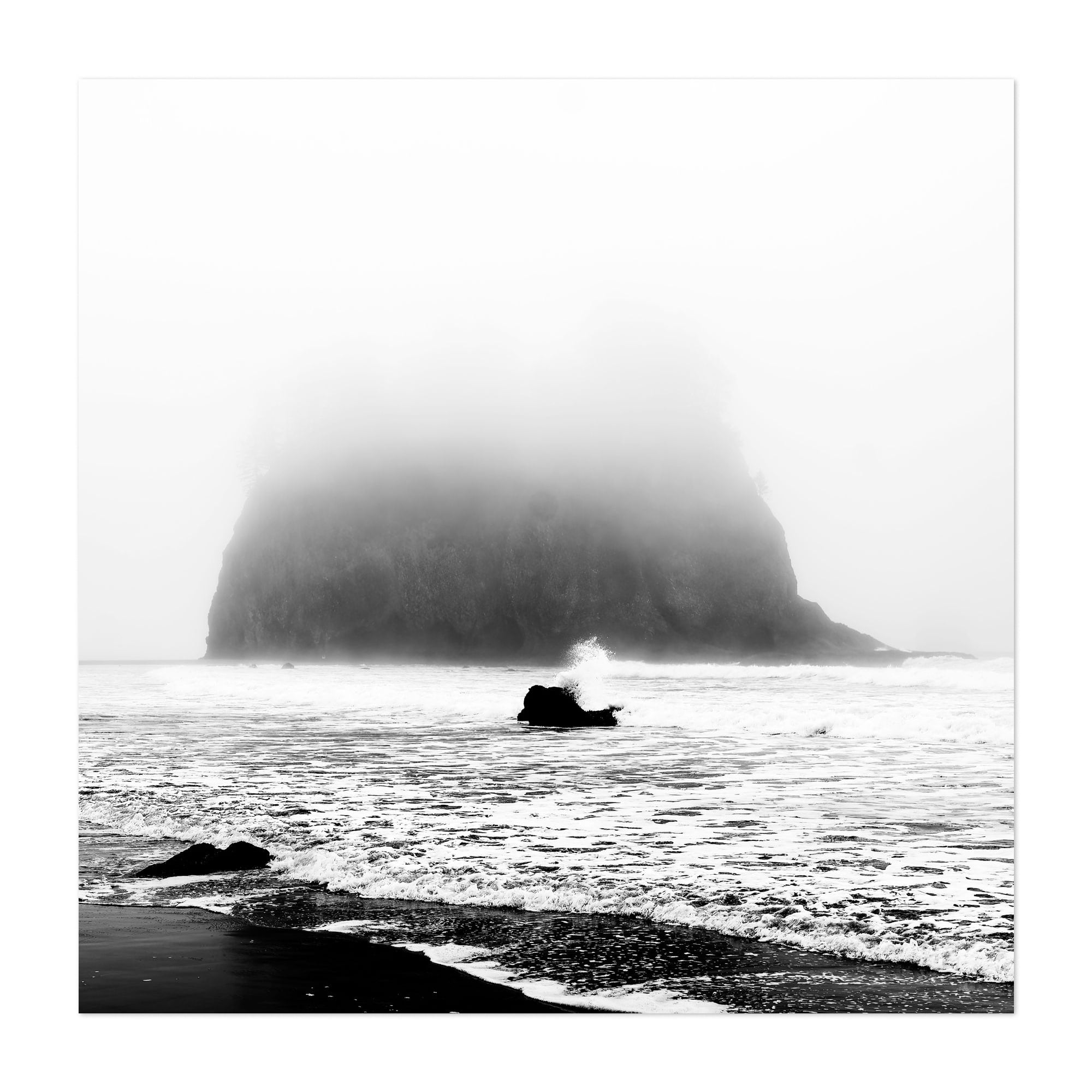 Foggy Sea Stack - Washington Photography Black and White Seascape Ocean ...
