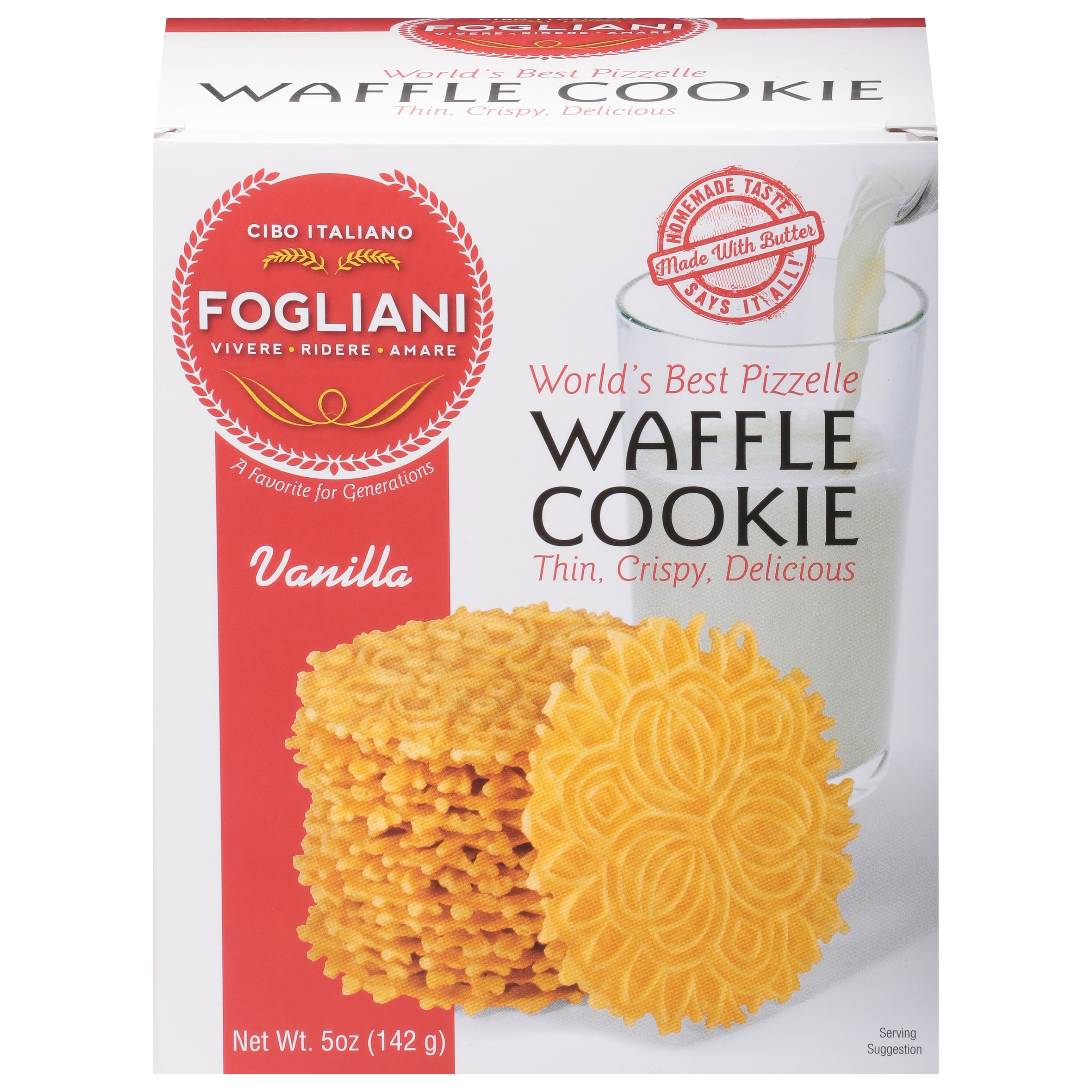 Fogliani Vanilla Pizzelle Waffle Cookie Snack (Pack of 1) - Walmart.com