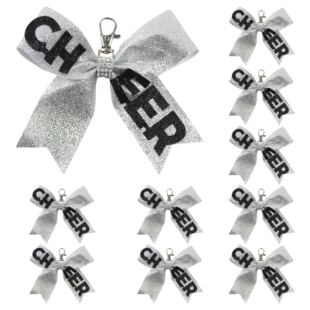 Fogun Pack Of 10 Cheer Bowknot Keychains Rhinestones Accent Keyrings ...