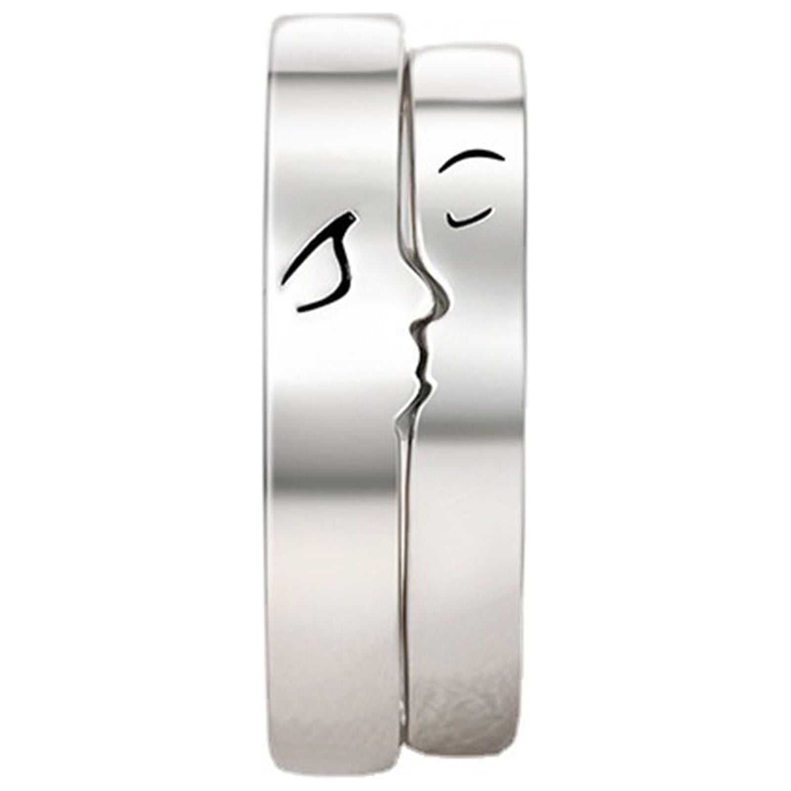 Fogun 2Pcs Kiss Matching Couple Friendship Lover Pair Adjustable Rings ...