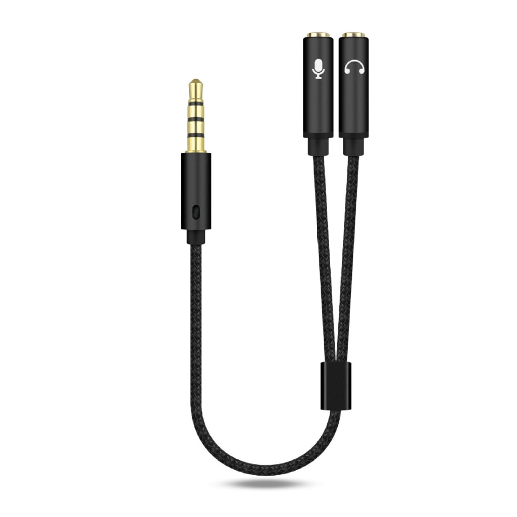 Fogun 3.5mm Headphone Mic Adapter Cable Splitter Cord Extension Line 1 ...