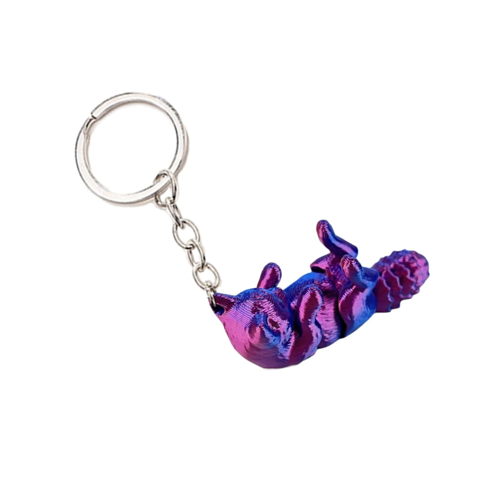 Fogun 3D Printed Articulated Cat Keychain, Animal Keyring with Flexible ...