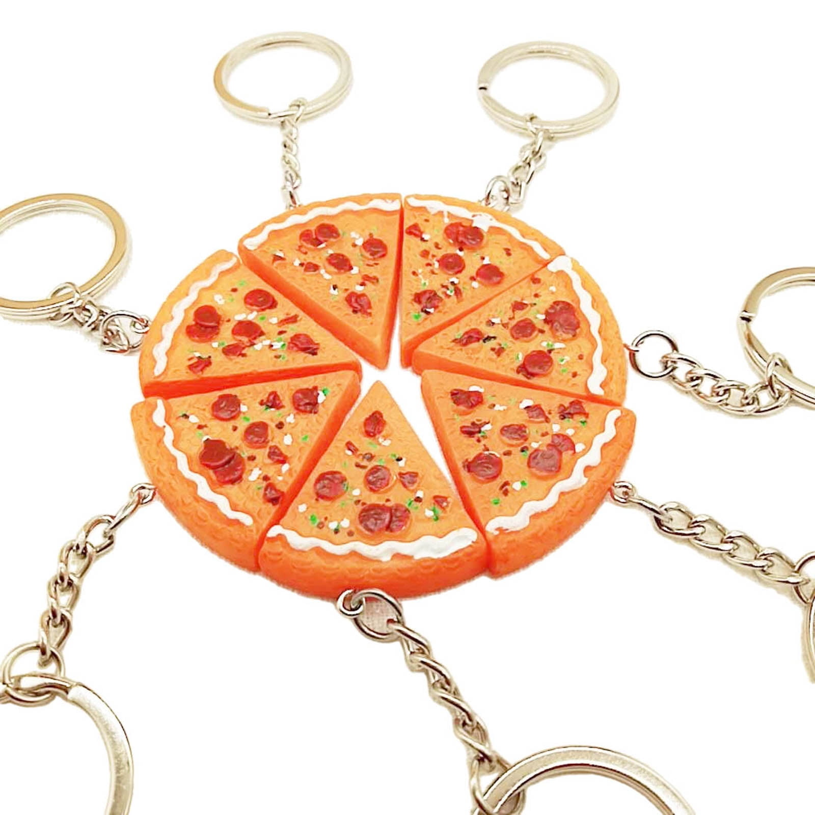 Fogun 7 Pieces Pizza Pendant Necklace/Keychain Realistic Pizza Resin ...