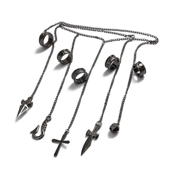 Fogun Cool Five Rapers Simple Kurapika Chains Full-five Fingers Rings ...
