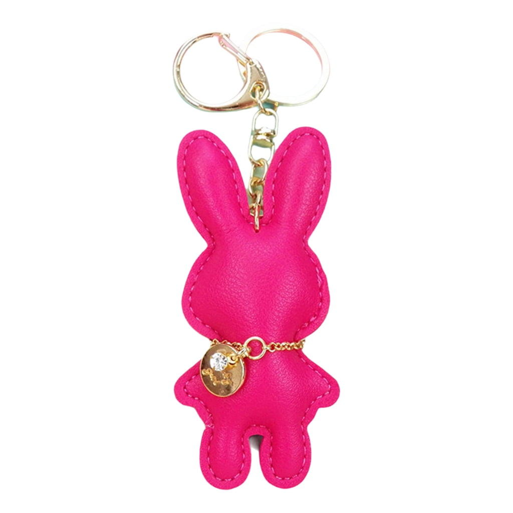 Fogun Elegant Artificial Leather Rabbits Keychain Cartoon Bunnys Key ...